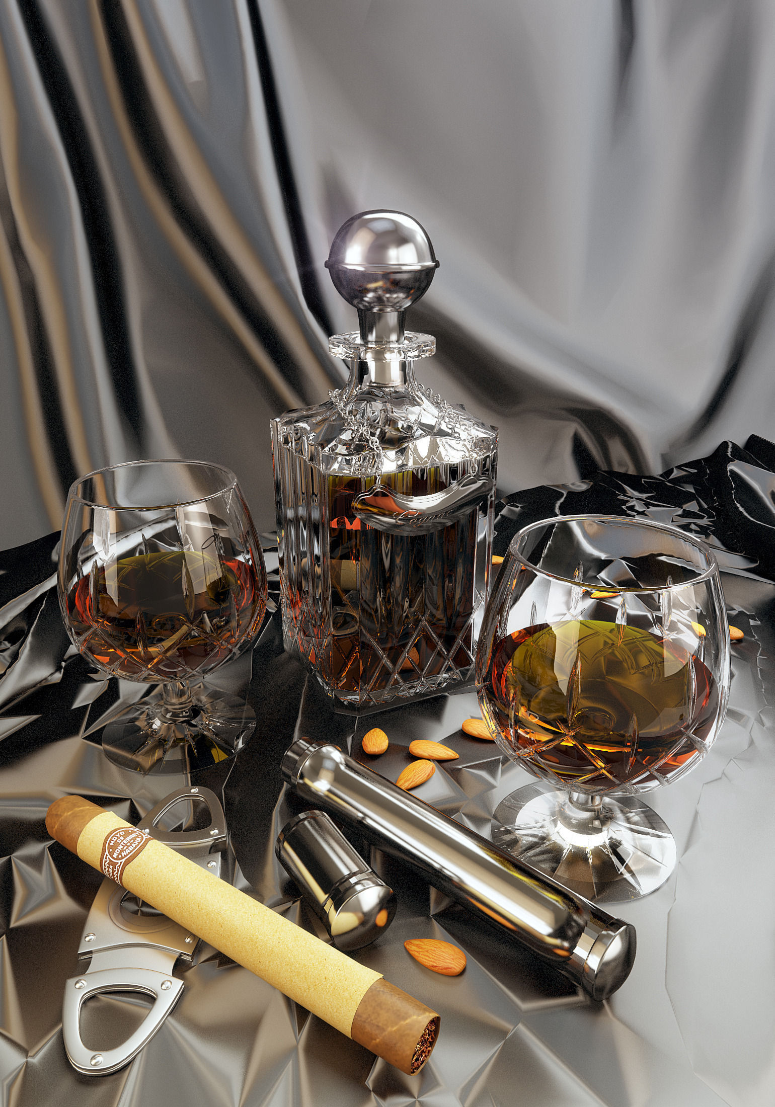 Cognac sigar Set 3D Model .max .obj .fbx .mtl - CGTrader.com