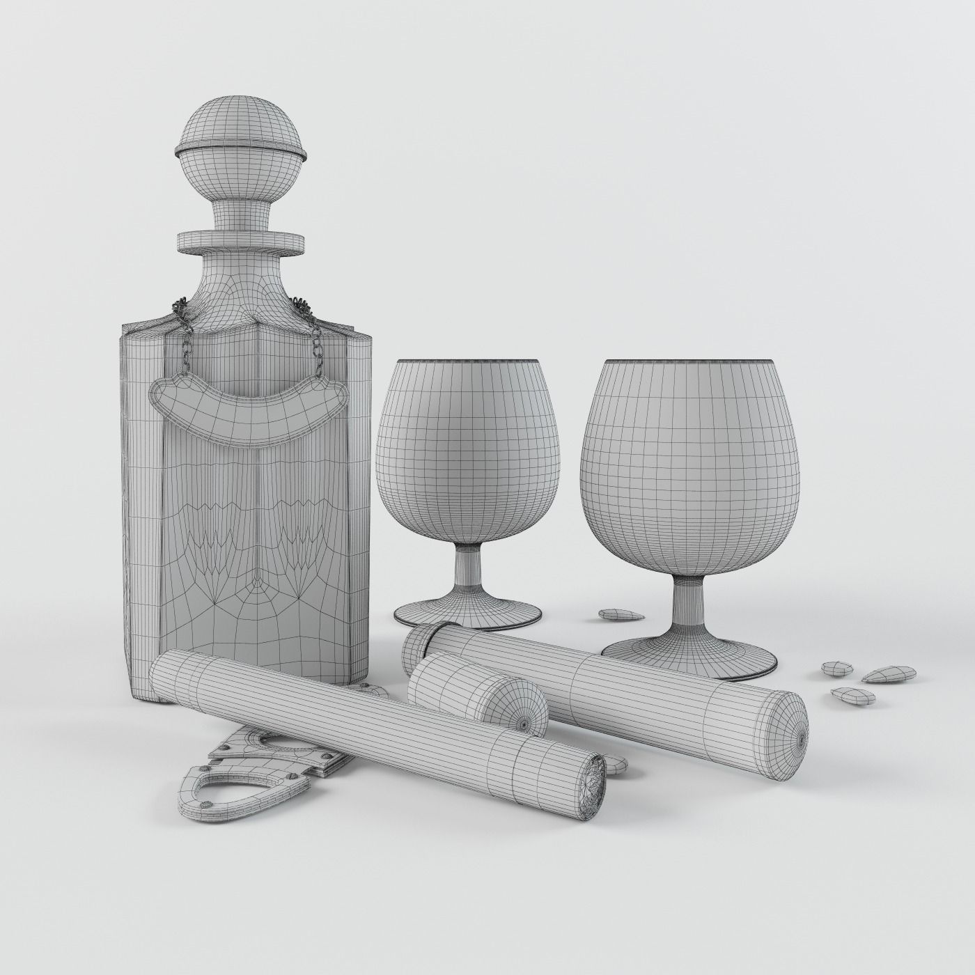 Cognac sigar Set 3D model | CGTrader