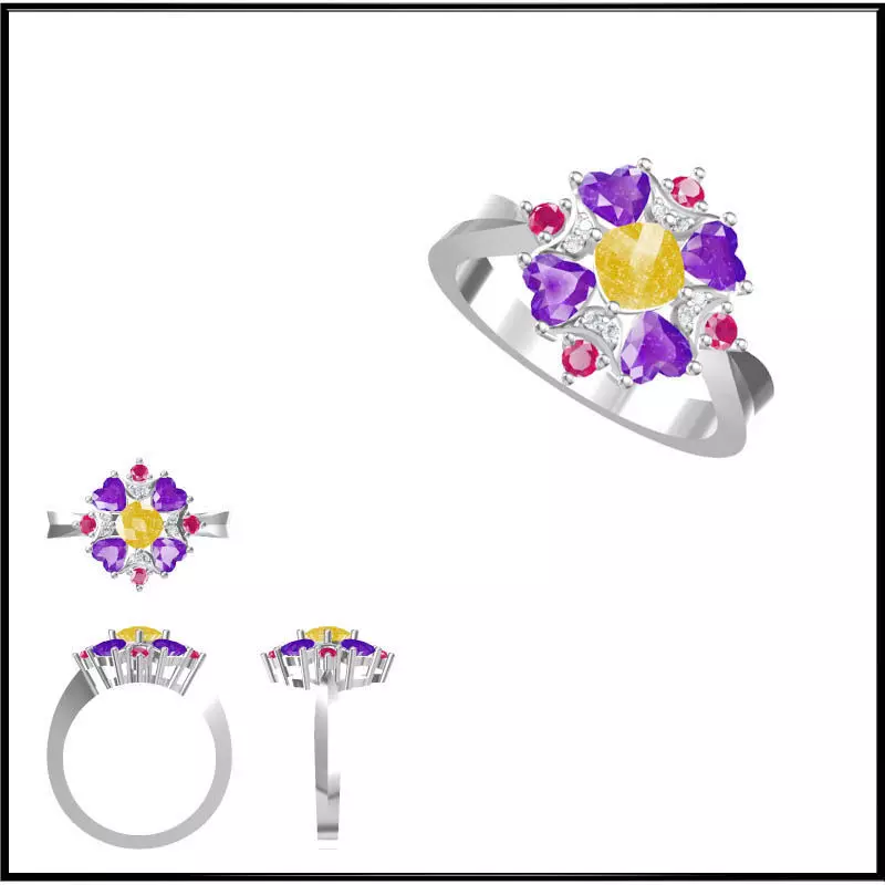 JCD Format White elegant gold color stone rings jewelcad 3D model 3D ...