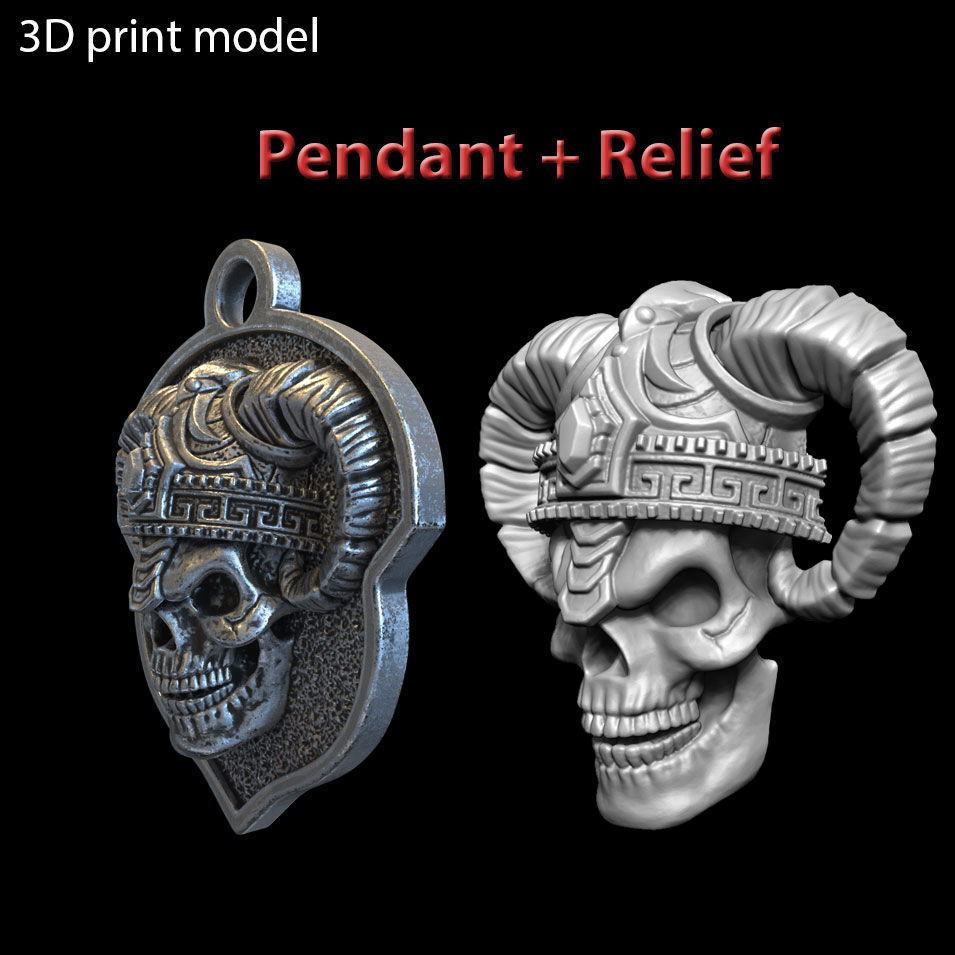 skull Pendant jewelry Demon vol4 and relief 3D model 3D printable ...