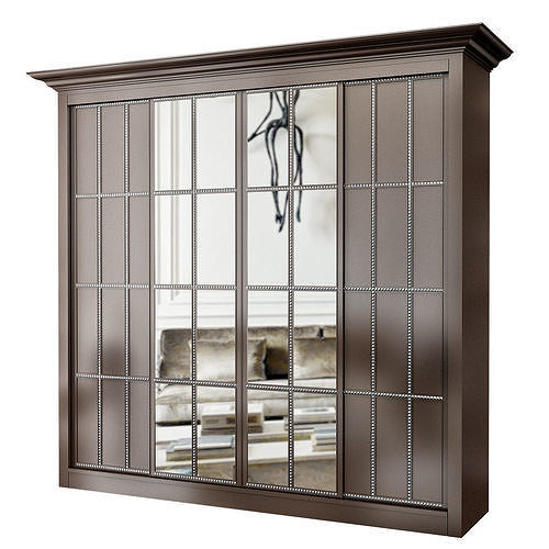 3D model Wardrobe low poly 3d model armoire with glass doors and ...