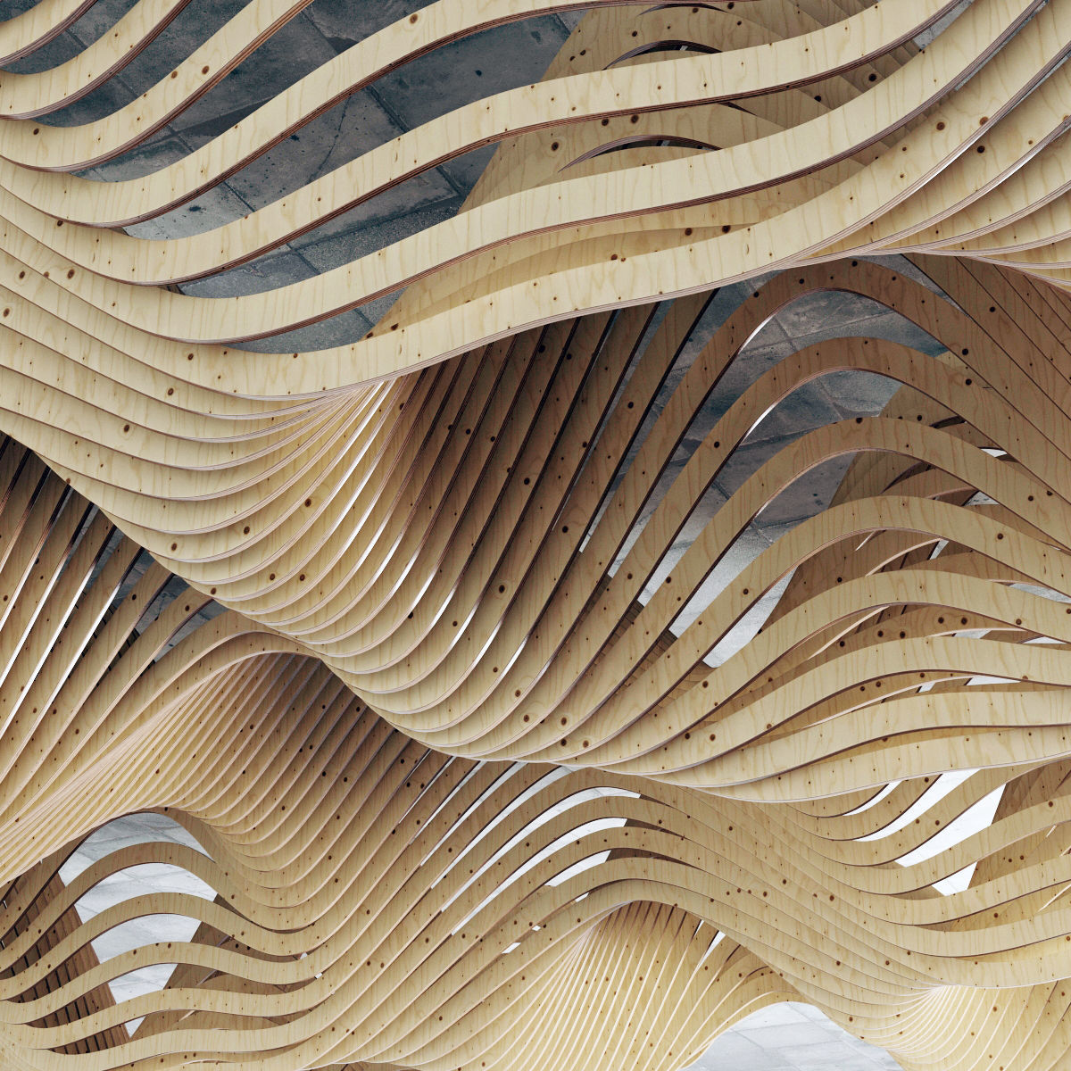 Parametric wood Hall ceiling 3D model | CGTrader