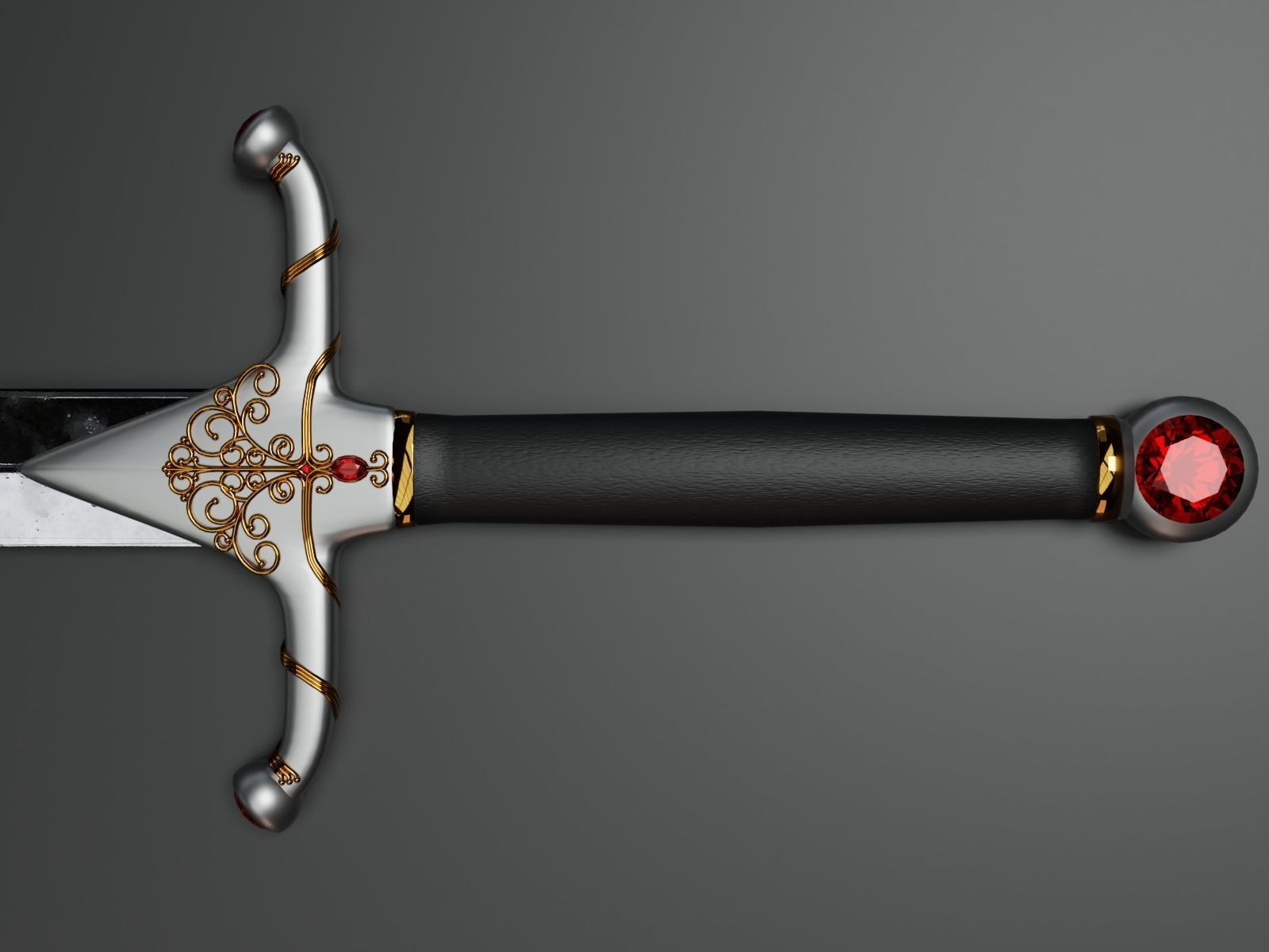 The Red Gem Sword 3D model | CGTrader