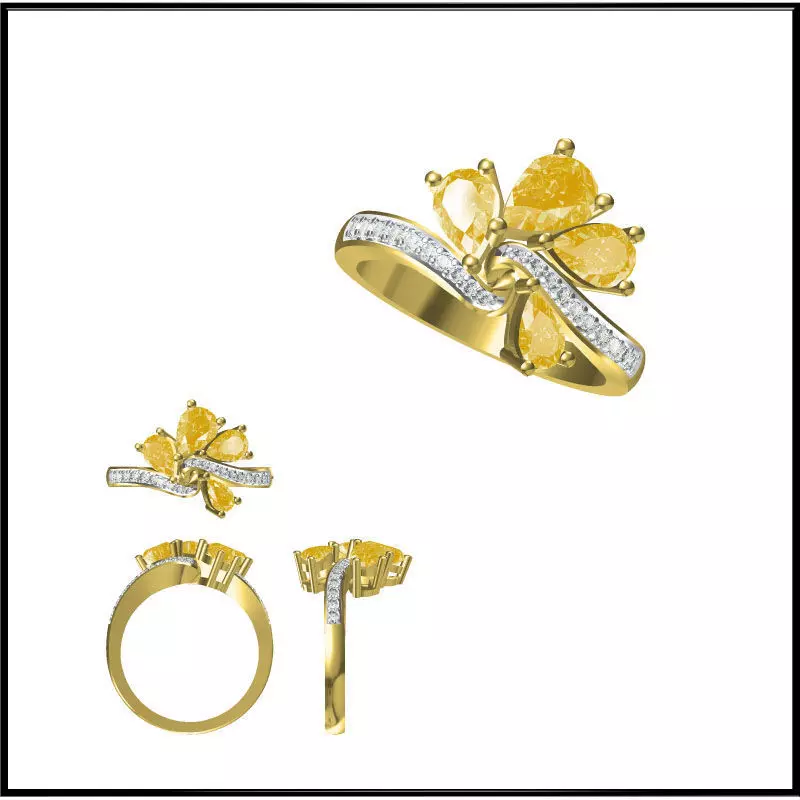 JCD Format Unique color stone rings cad cam jewelry 3D model 3D ...