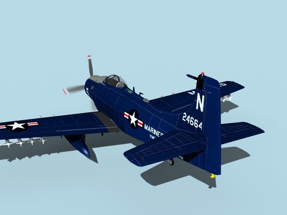 Douglas A-1H Skyraider V18 USMC 3D model animated rigged | CGTrader