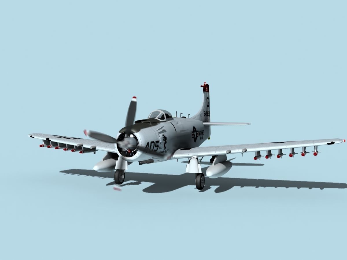 Douglas A-1H Skyraider V21 USMC 3D model animated rigged | CGTrader