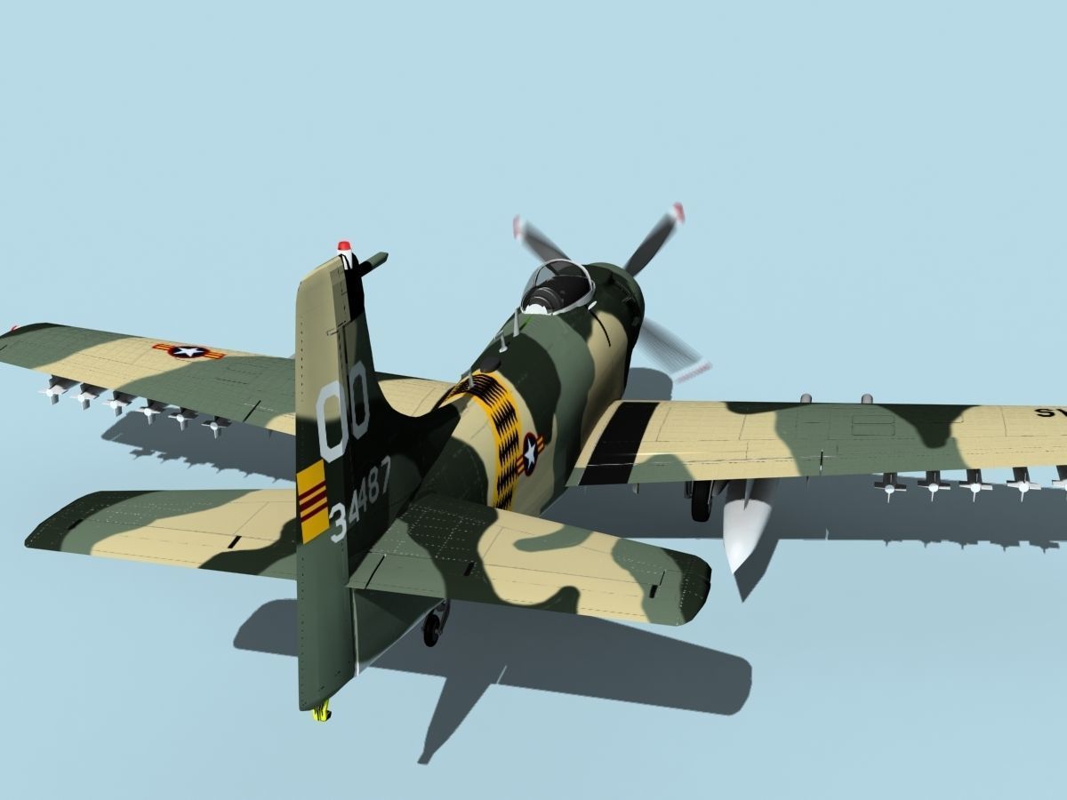 Douglas A-1H Skyraider V23 SVAF 3D model animated rigged | CGTrader