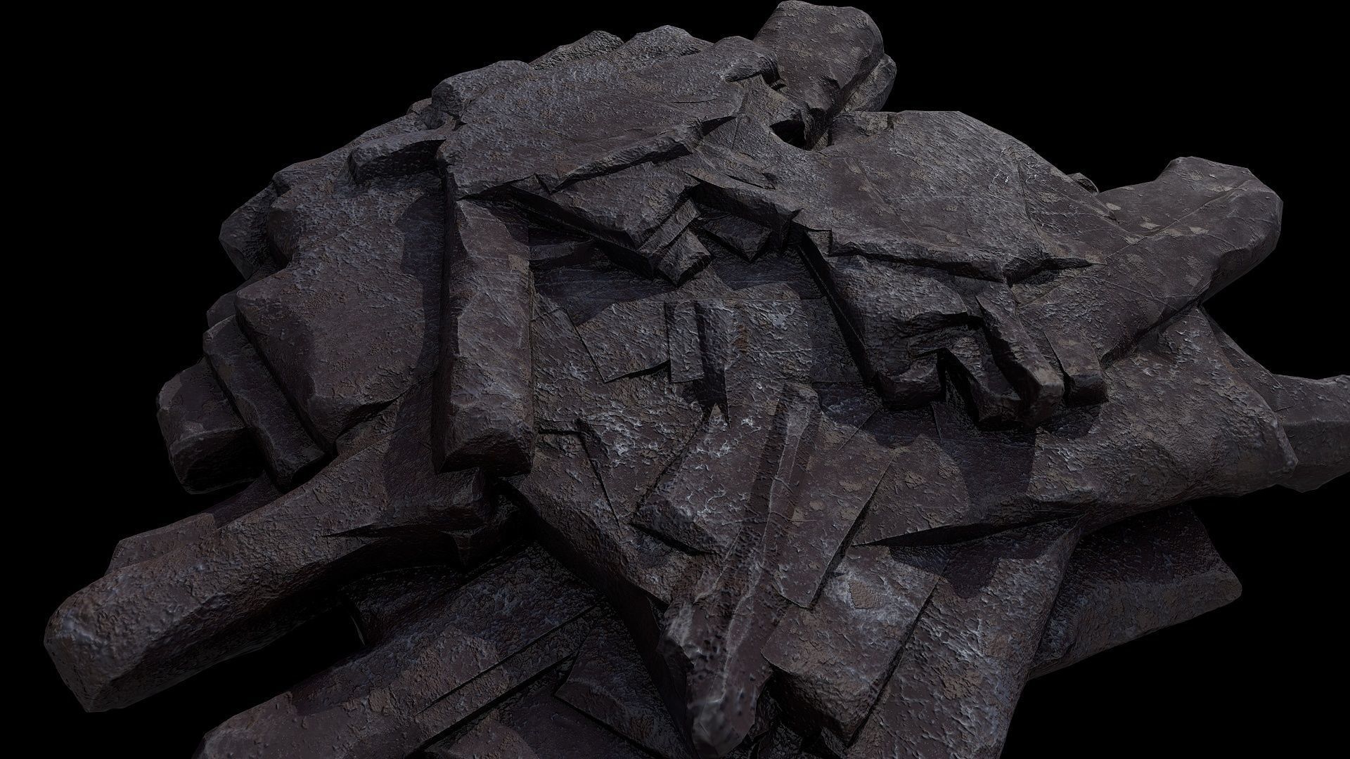 3D model Low poly sci fi flat rock plateau environment asset VR / AR ...