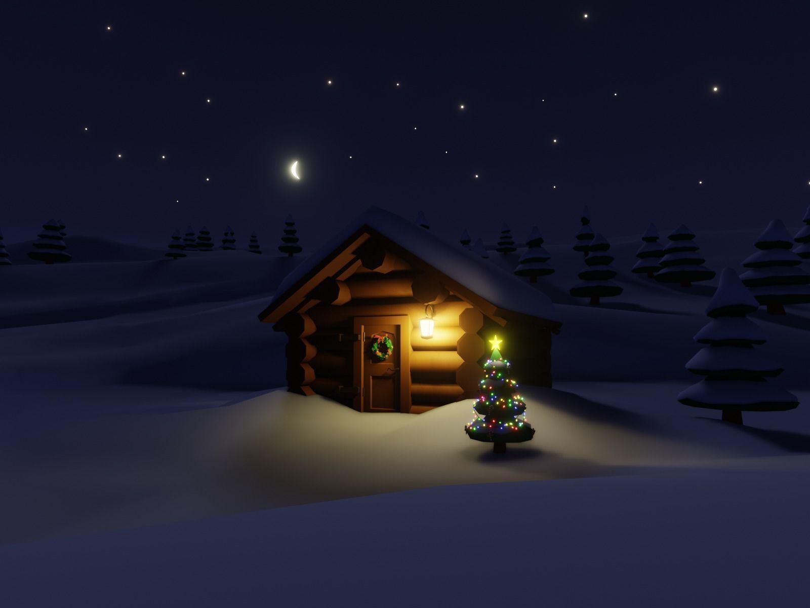 christmas winter house low poly free VR / AR / low-poly 3D model | CGTrader