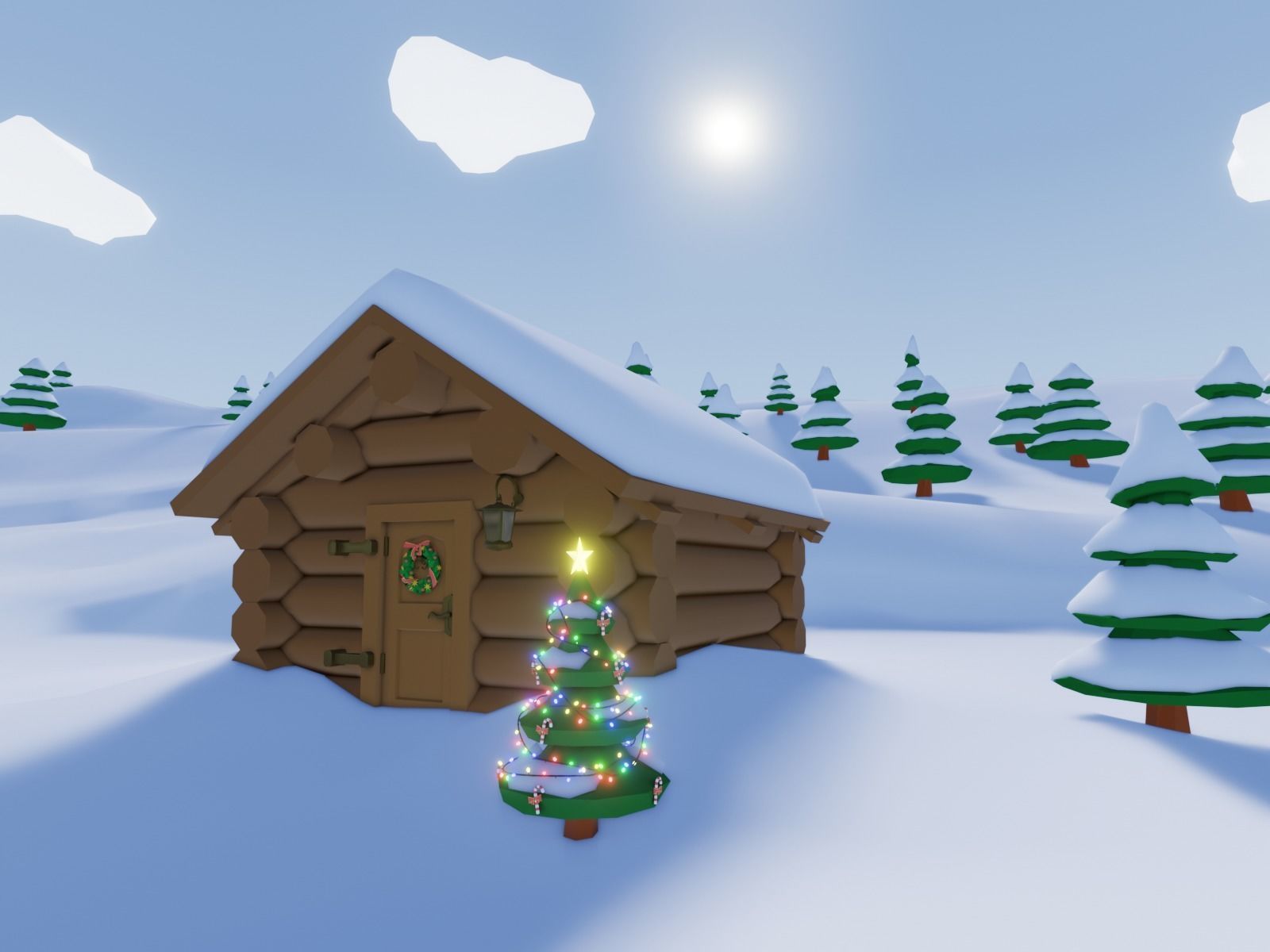 christmas winter house low poly free VR / AR / low-poly 3D model | CGTrader