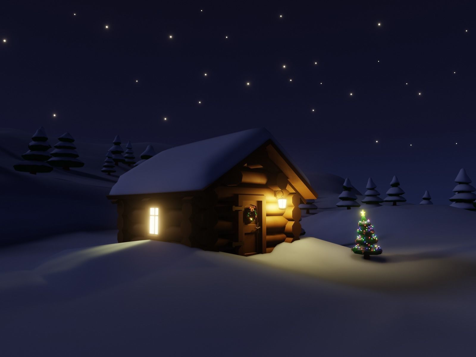christmas winter house low poly free VR / AR / low-poly 3D model | CGTrader