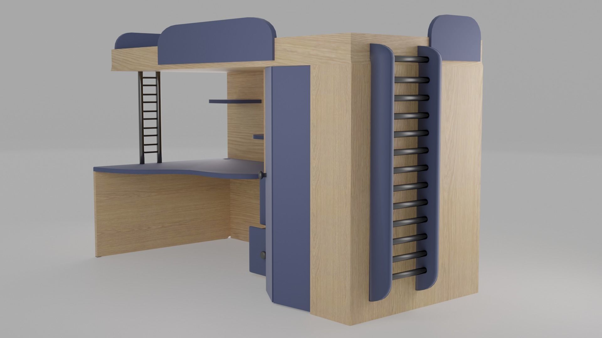 computer desk - bunk bed 3D model | CGTrader