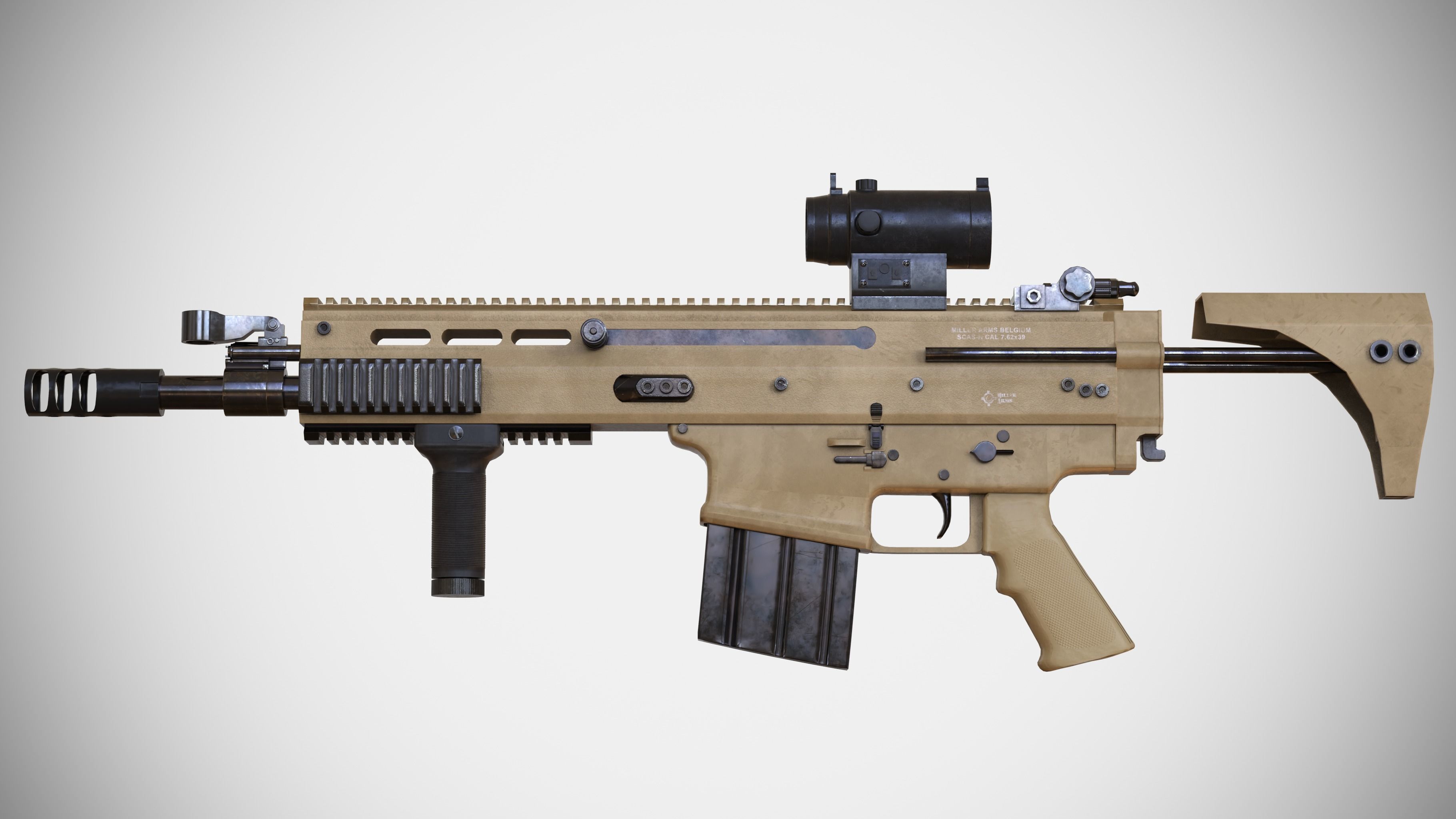 3D model FN SCAR - H - QCB - With Attachments - Highly Detailed - PBR ...