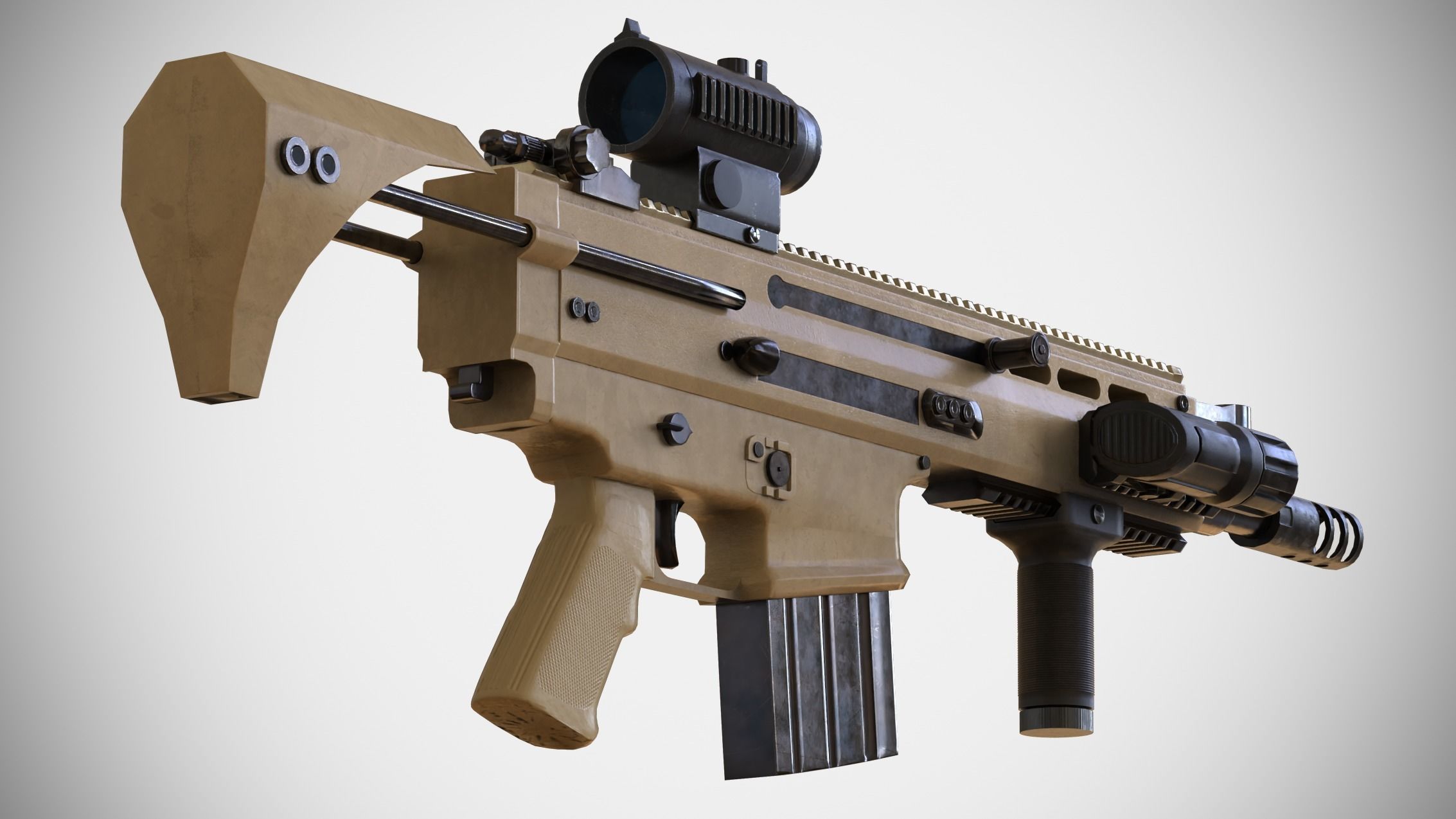 3D model FN SCAR - H - QCB - With Attachments - Highly Detailed - PBR ...