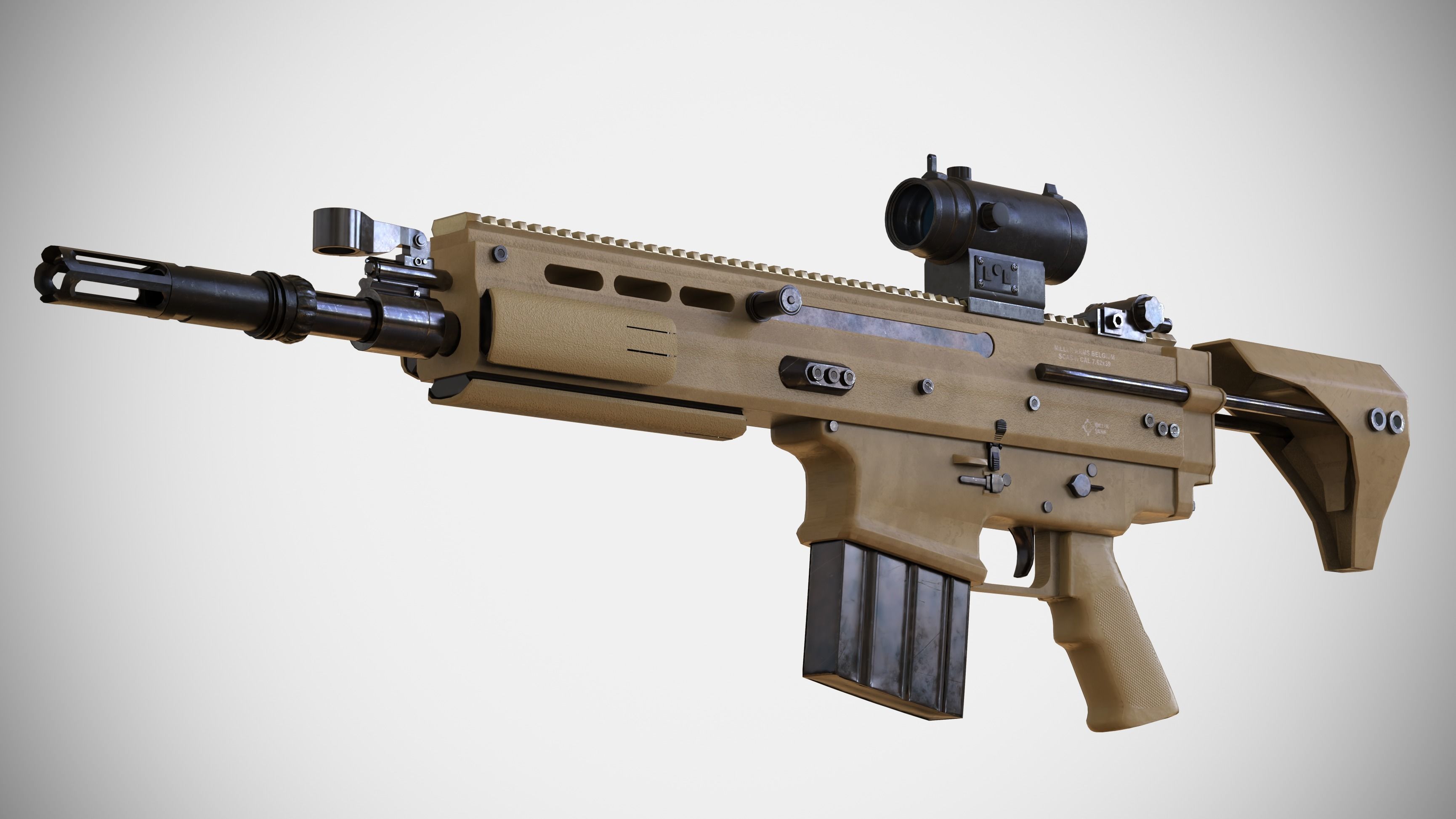 3D model FN SCAR - H - QCB - With Attachments - Highly Detailed - PBR ...
