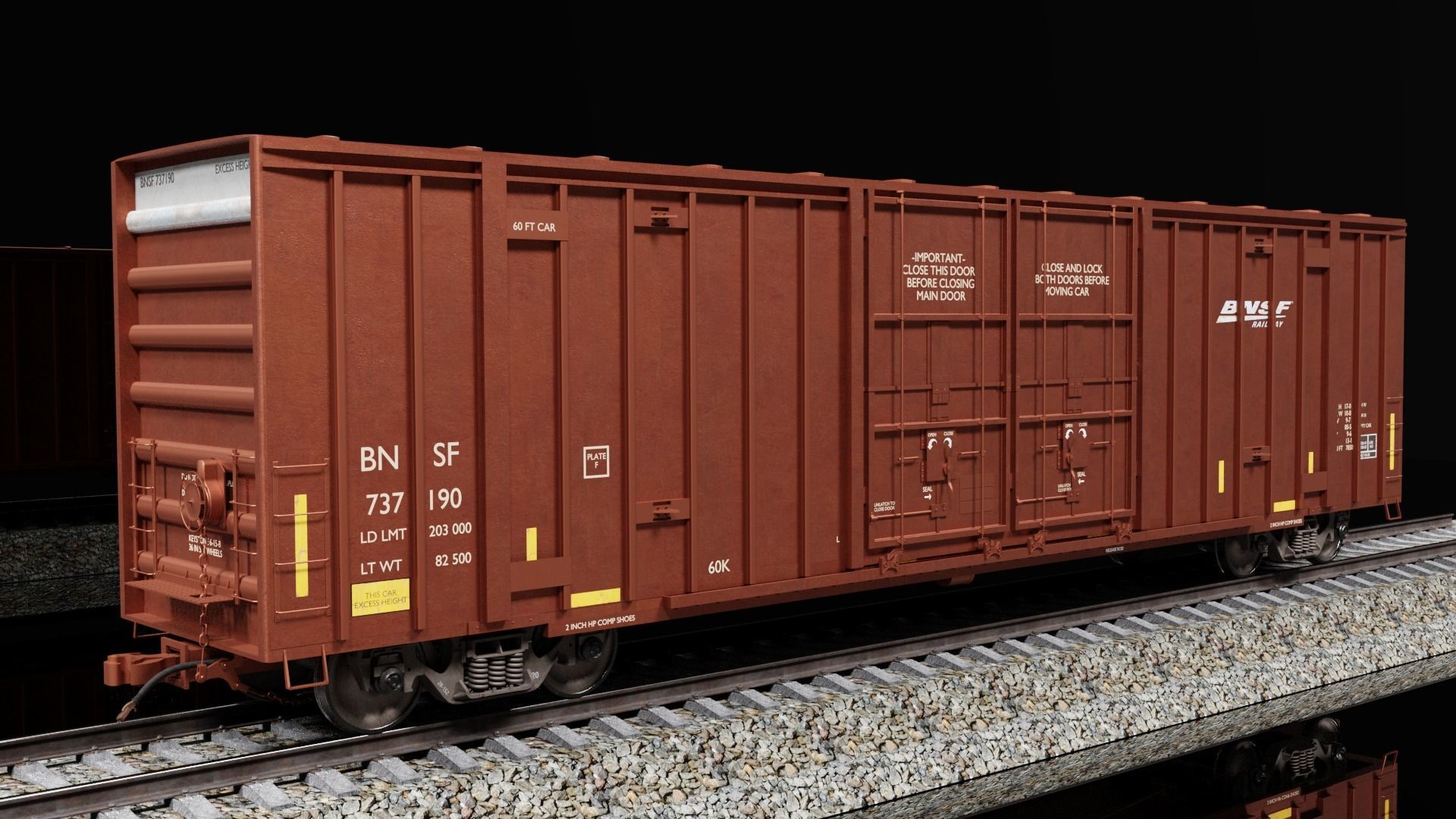 Railway BNSF Box Car 3D model | CGTrader