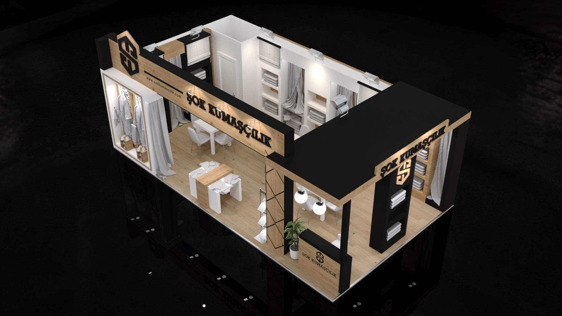 5x9 Textile Exhibiton Stand 3D Model 2 Sides Open Booth 3D model | CGTrader