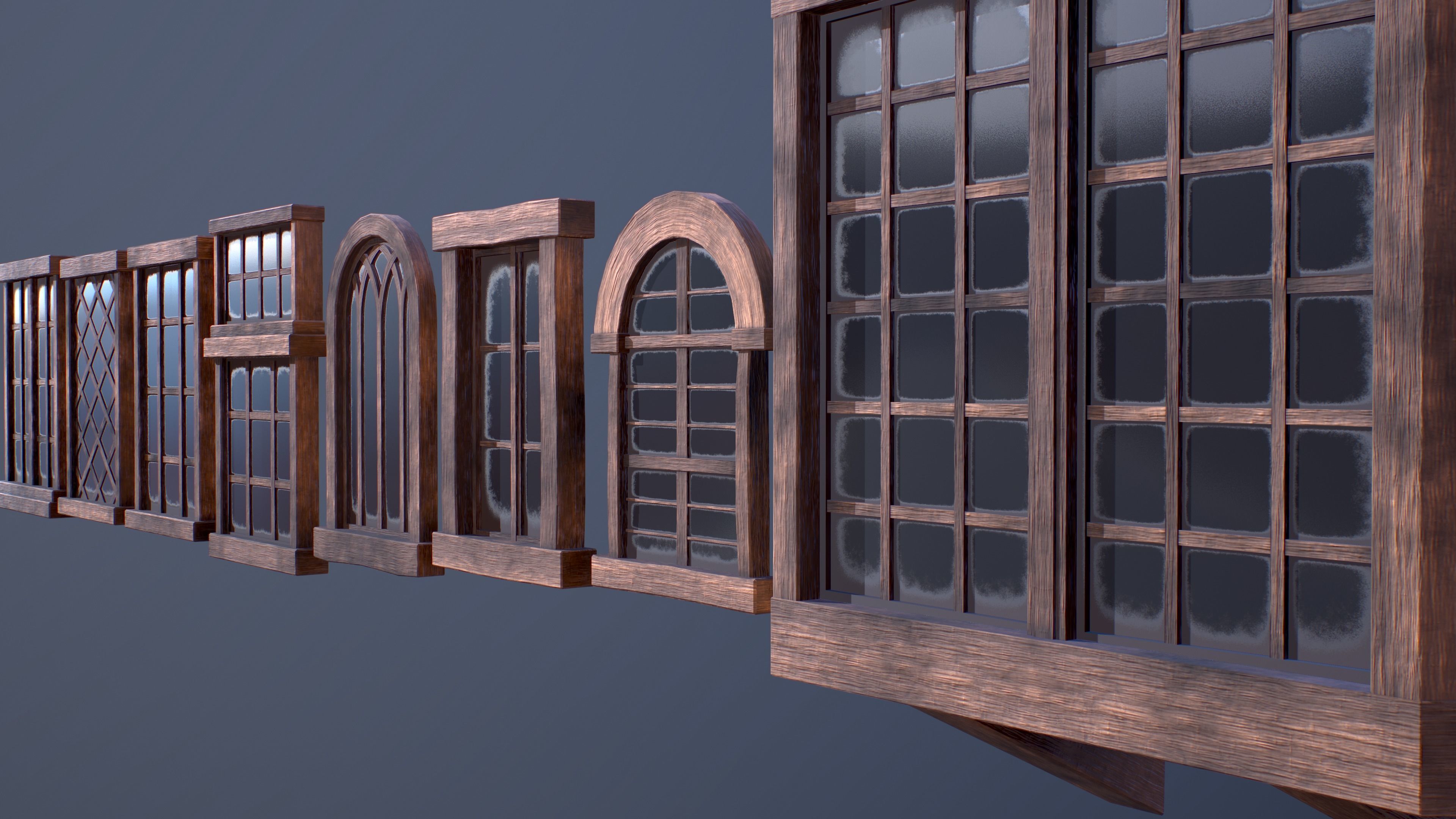 3D model Medieval Windows Pack Low-poly Game-ready VR / AR / low-poly ...