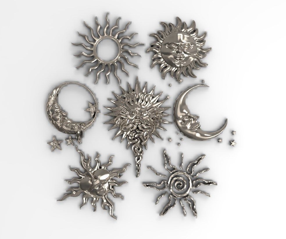 sun moon 3D print model 3D model 3D printable | CGTrader