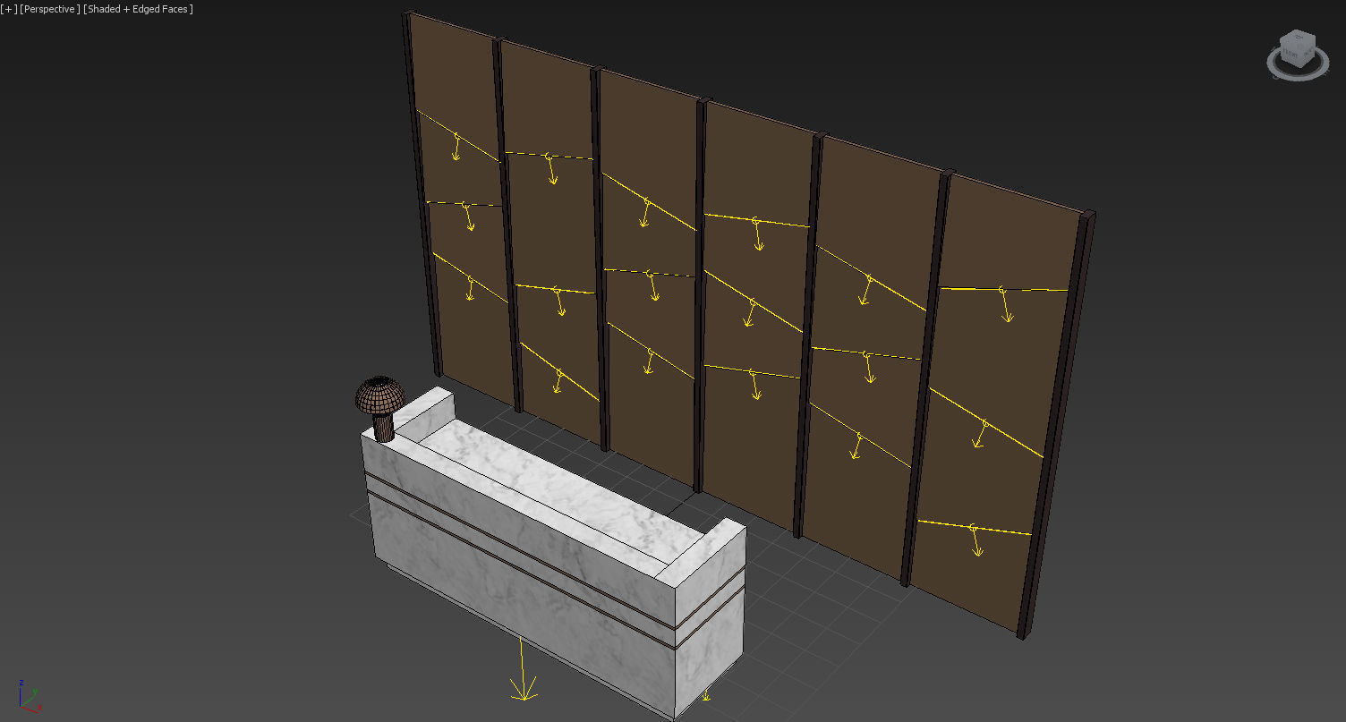 Reception marble desk with gold accents 3D model | CGTrader