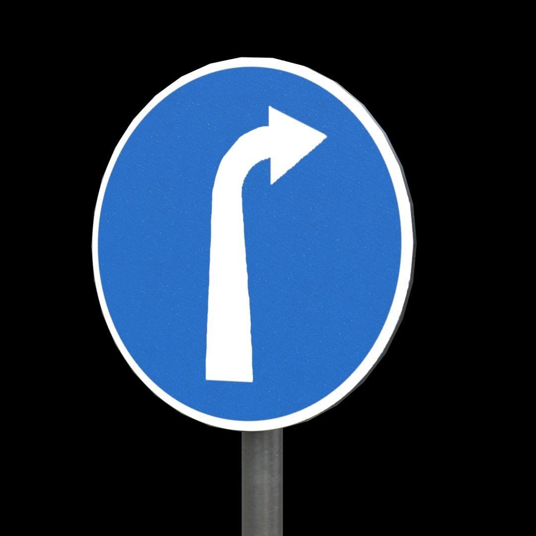 3D model Compulsory Right turn ahead VR / AR / low-poly | CGTrader