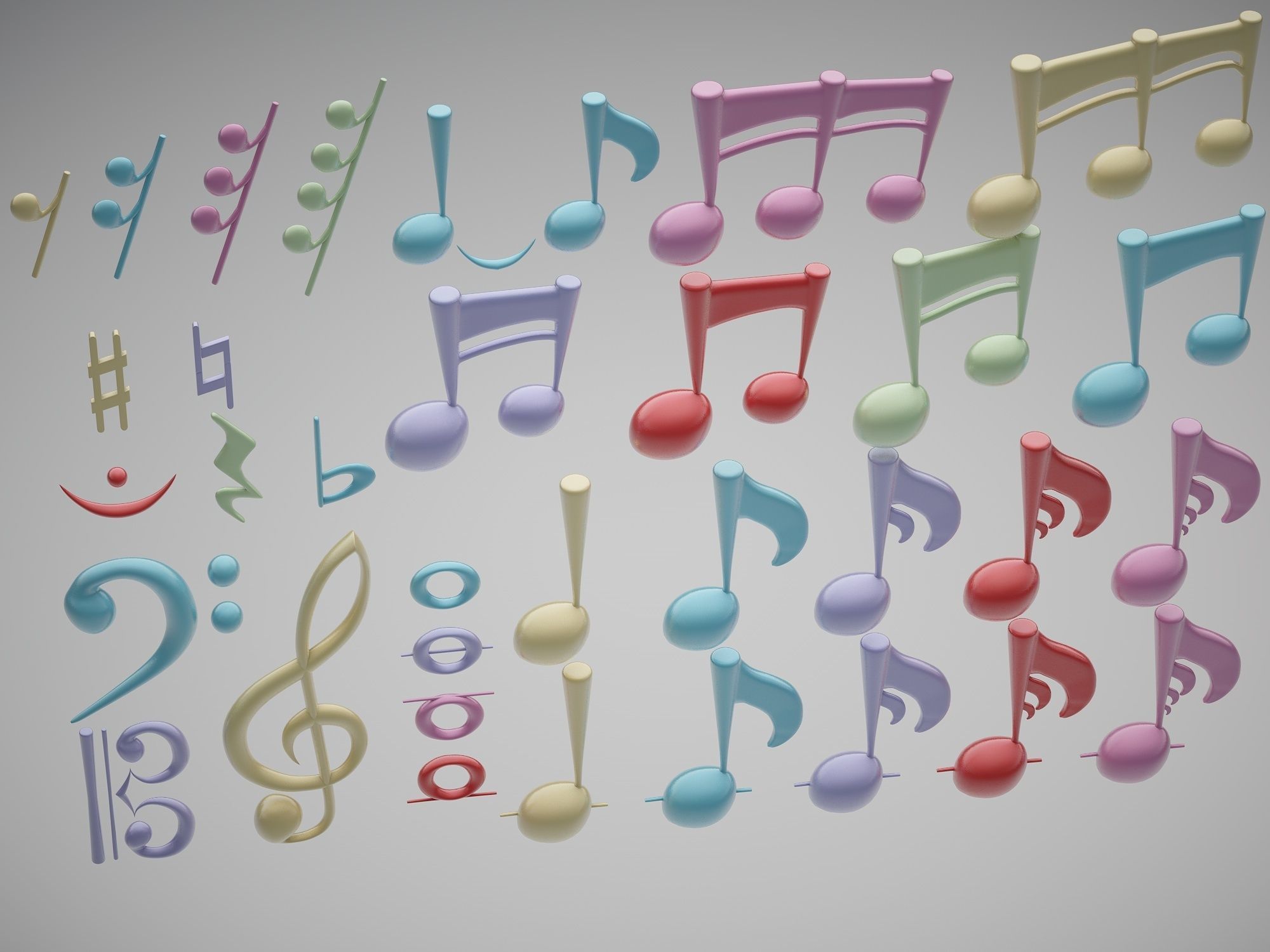 musical notes cartoon 3D model | CGTrader