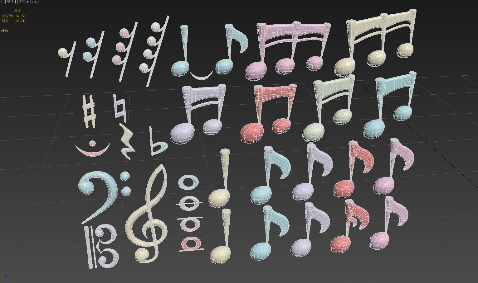 musical notes cartoon 3D model | CGTrader