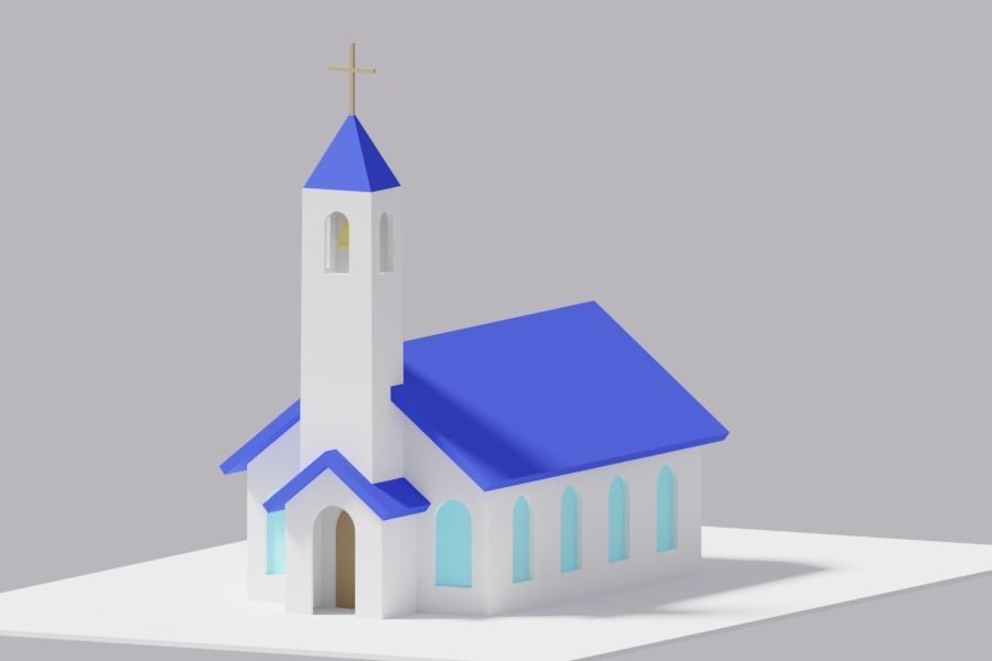 Low Poly Cartoon Simple Church 3D model | CGTrader