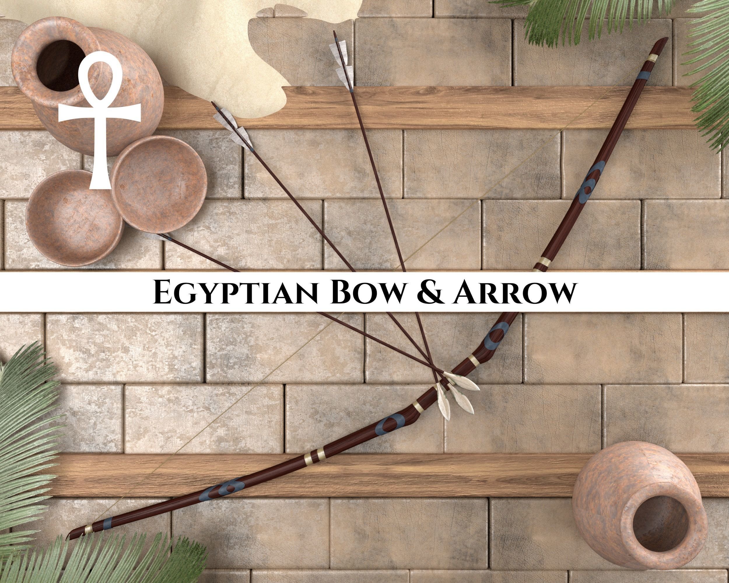 3D model Ancient Egyptian Bow and Arrow VR / AR / low-poly | CGTrader