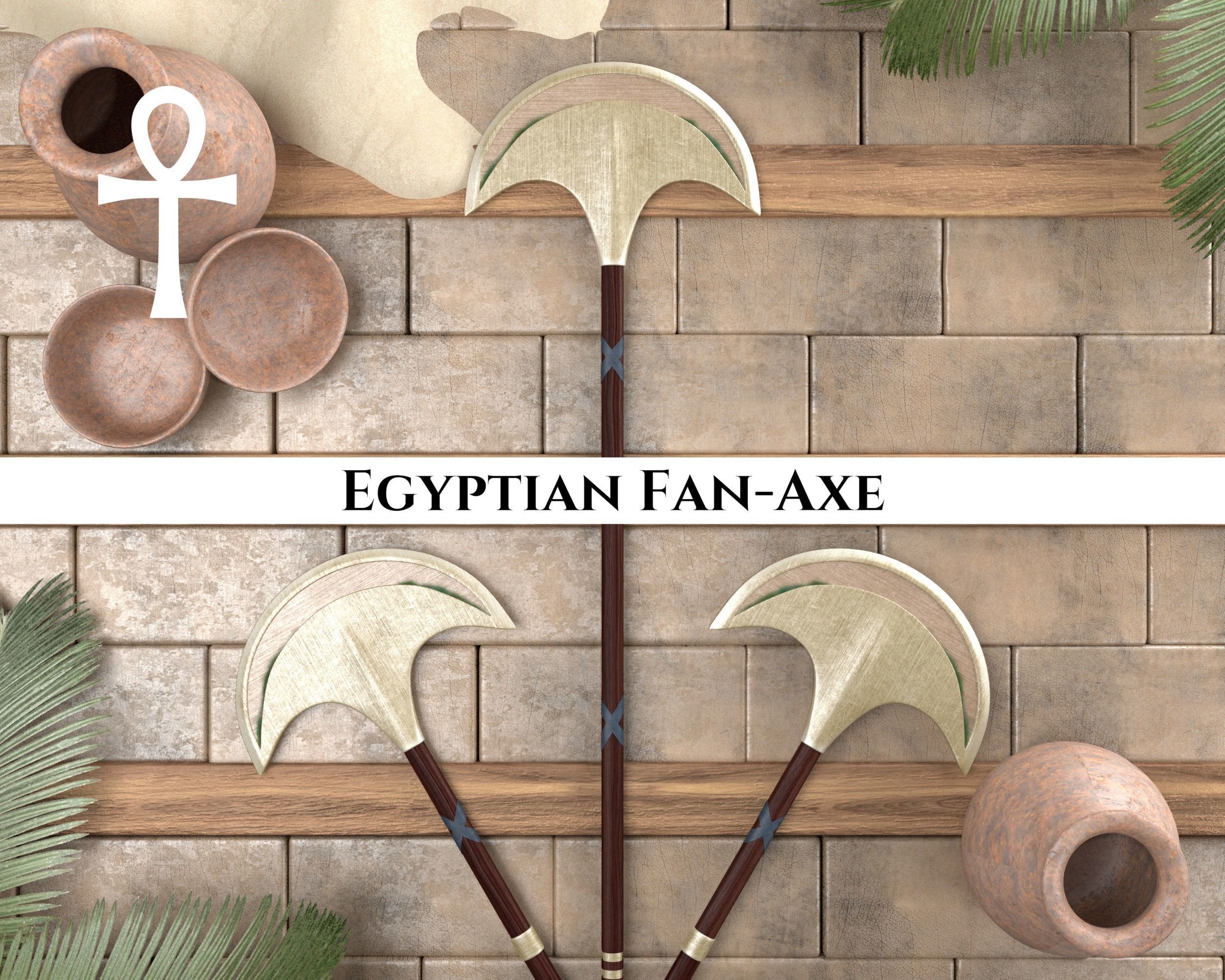 3D model Ancient Egyptian Fan Axe VR / AR / low-poly | CGTrader