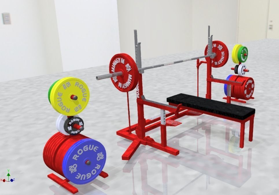MiniGym gym bench with weights 3D model 3D printable | CGTrader