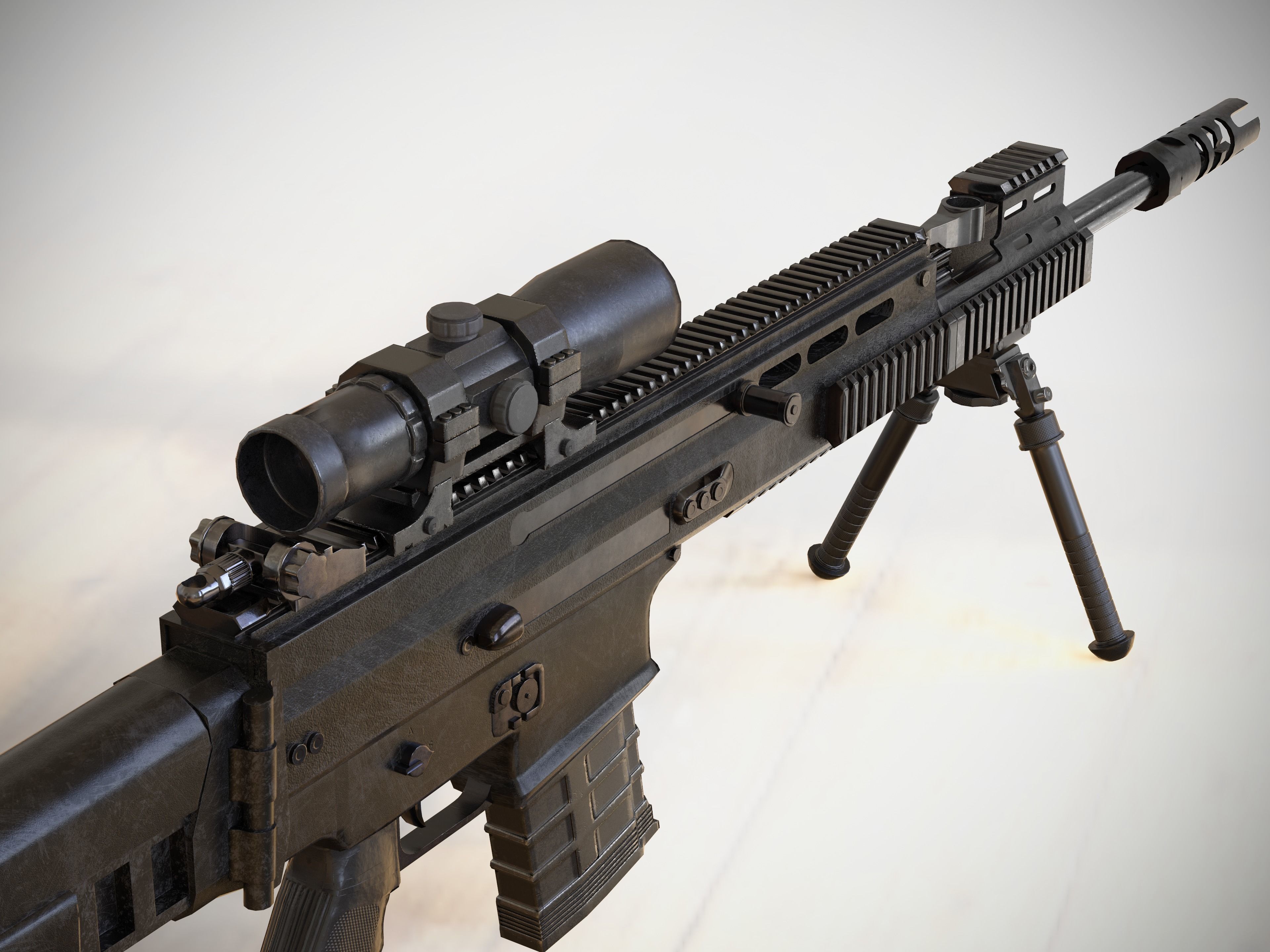 3D model FN SCAR - H - 25 Attachments - Customizable - Highly Detailed ...