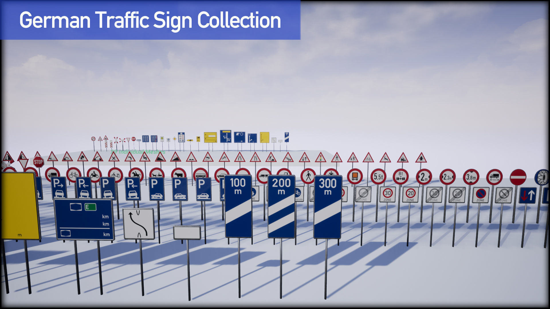 3D model German Road Sign Collection - UE4 native - FBX included VR ...