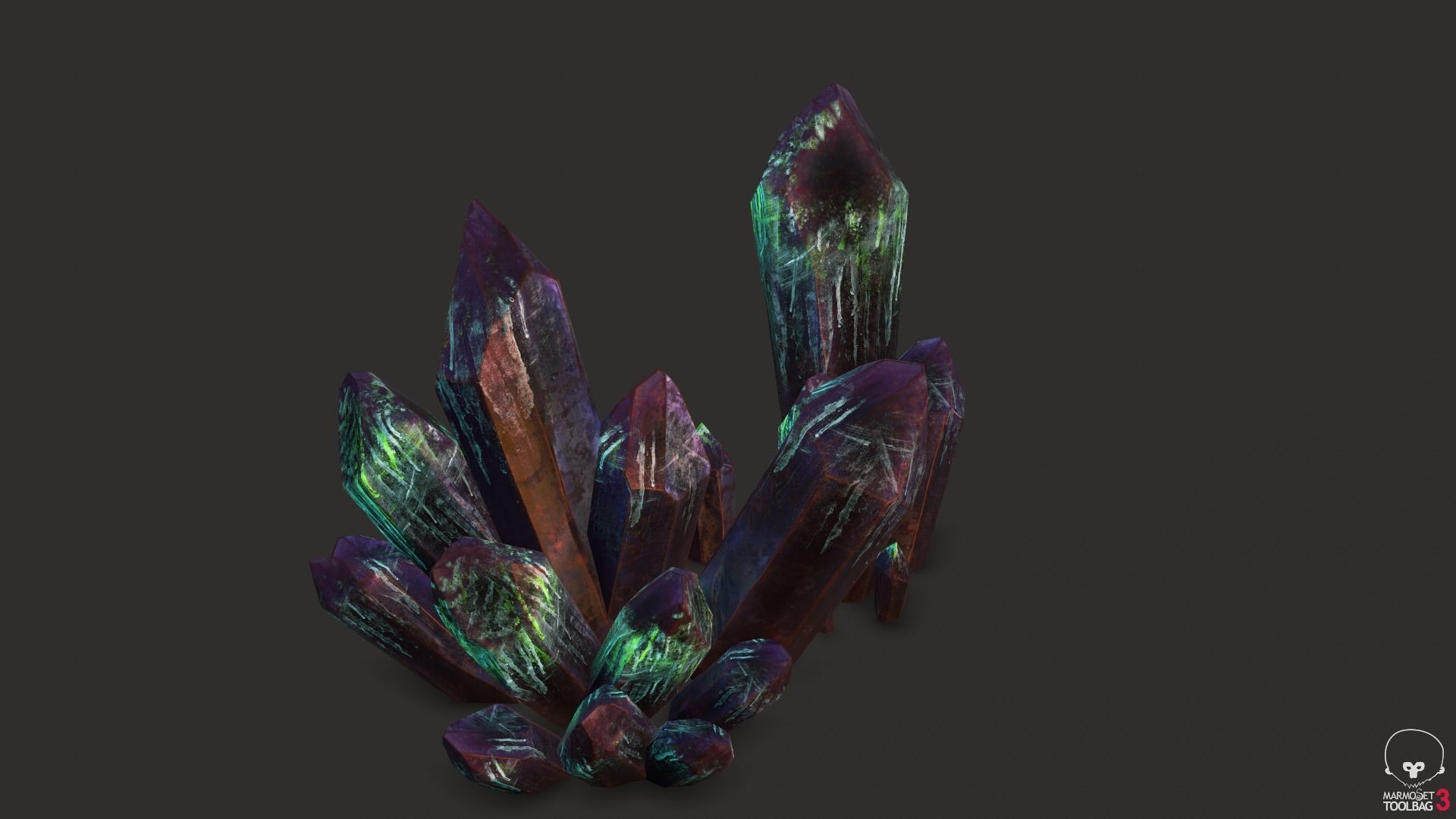 3D model Crystals with Emissive paint for emphasis in game VR / AR ...