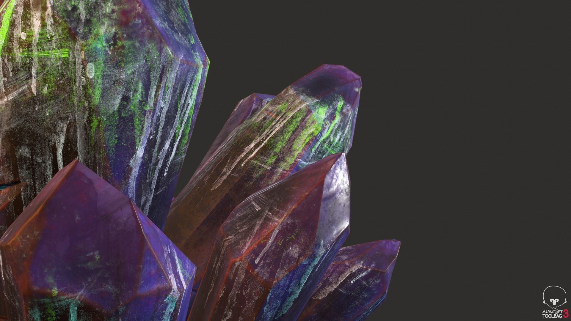 3D model Crystals with Emissive paint for emphasis in game VR / AR ...