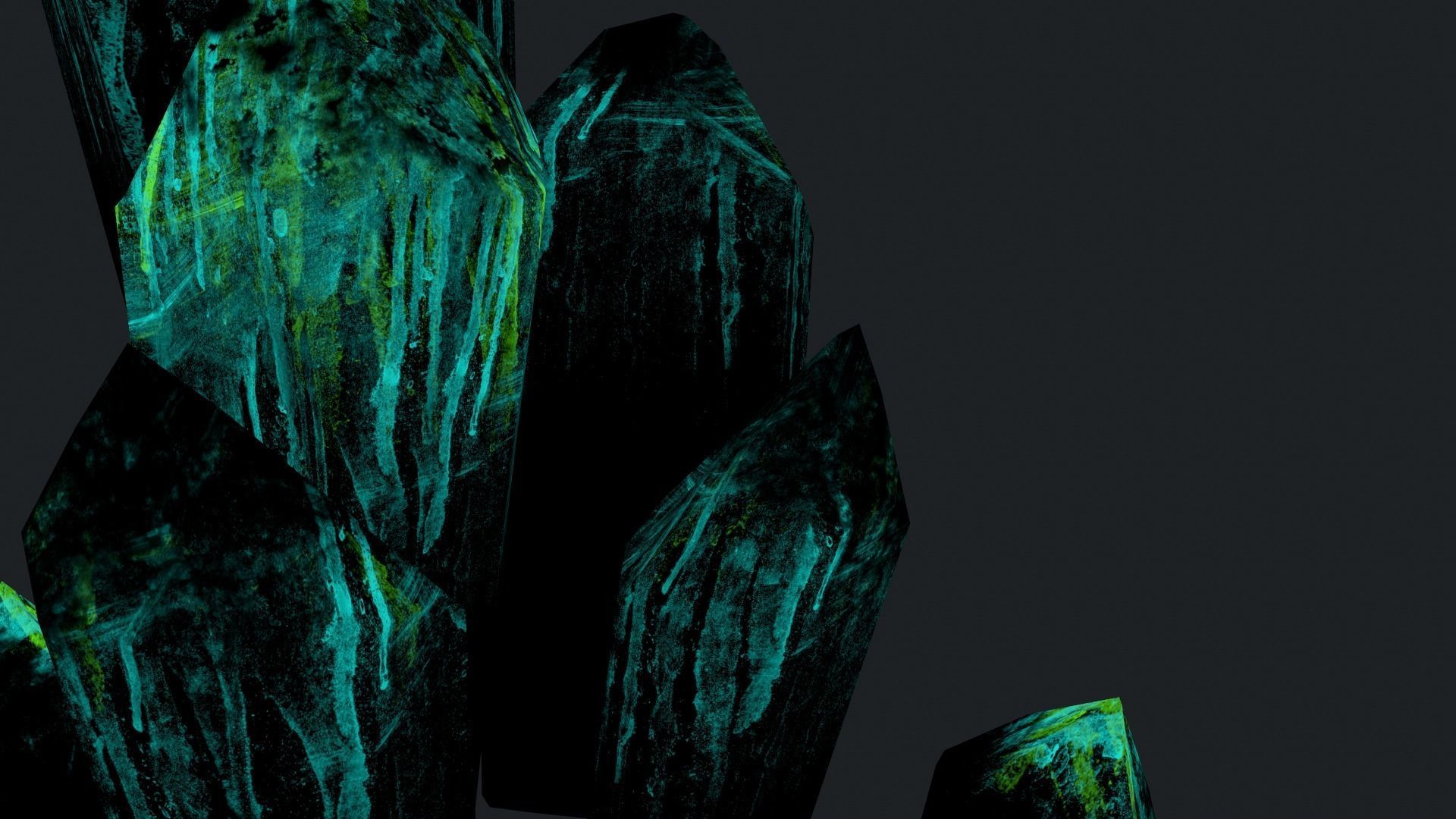 3D model Crystals with Emissive paint for emphasis in game VR / AR ...