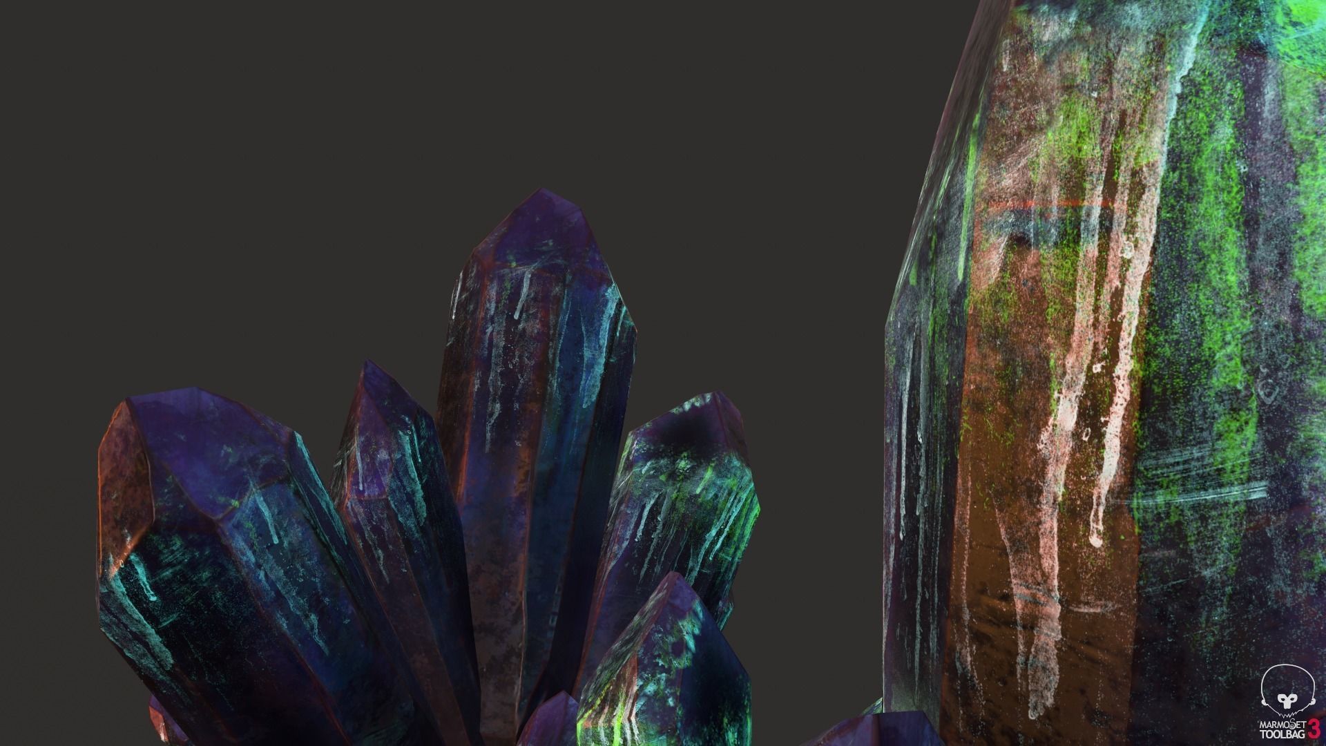 3D model Crystals with Emissive paint for emphasis in game VR / AR ...