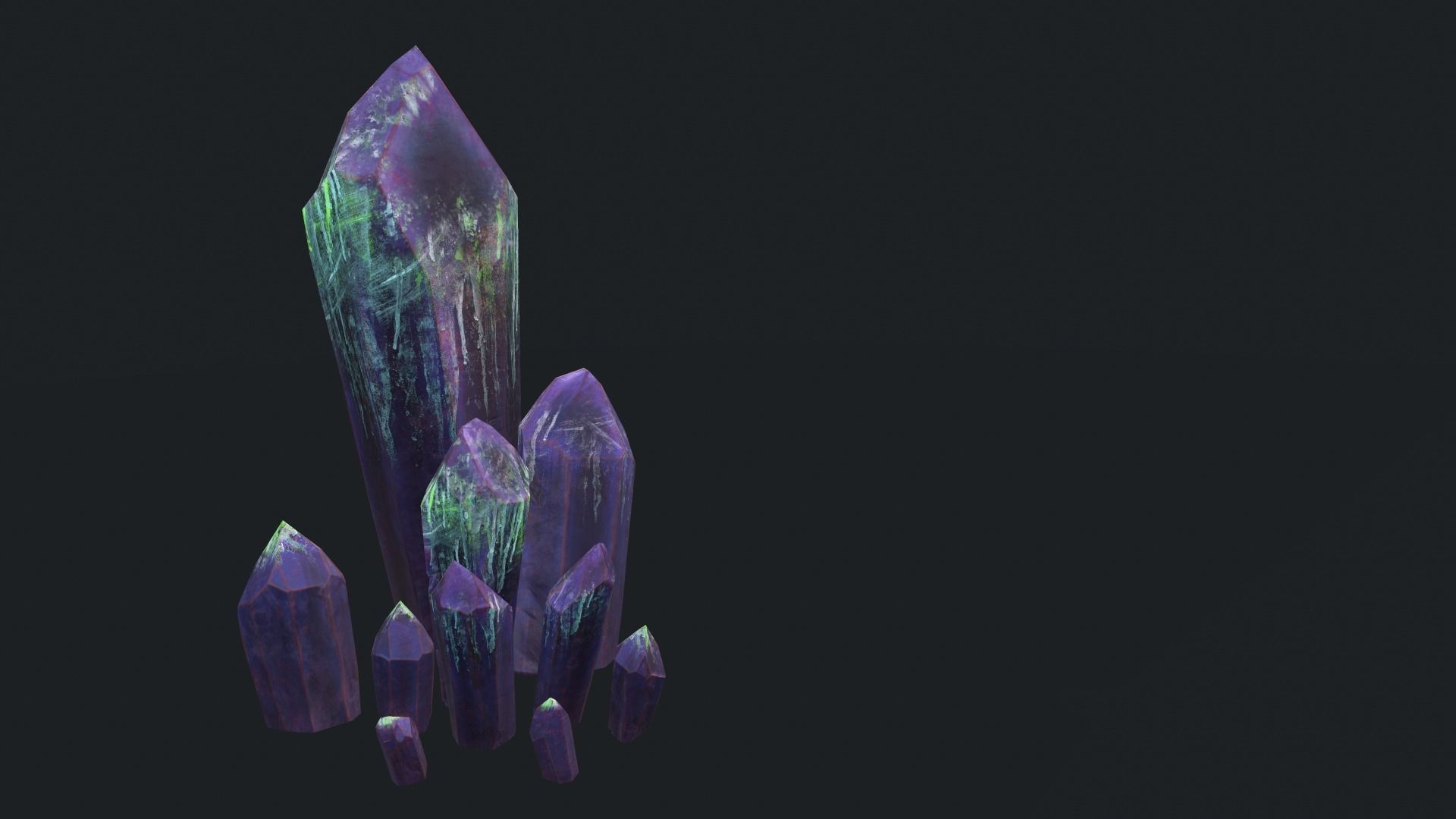 3D model Crystals with Emissive paint for emphasis in game VR / AR ...