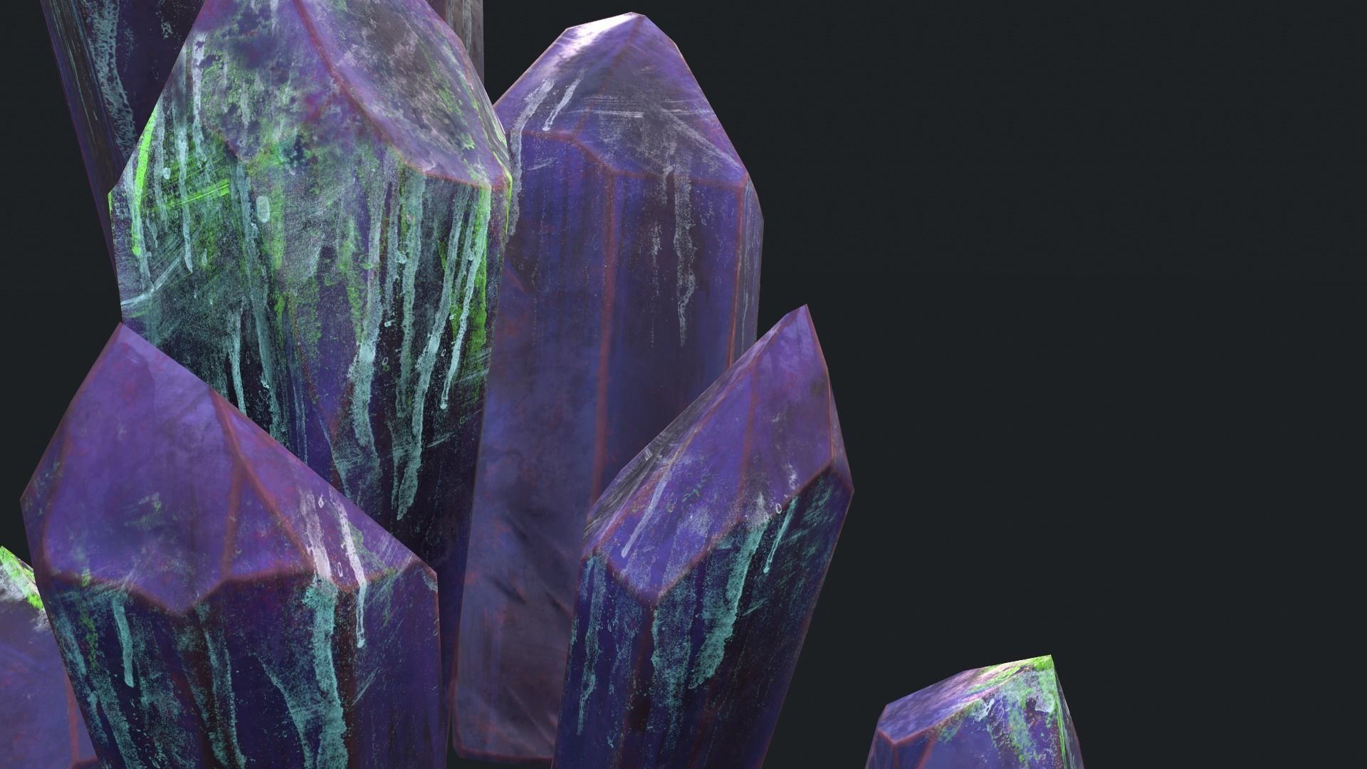 3D model Crystals with Emissive paint for emphasis in game VR / AR ...