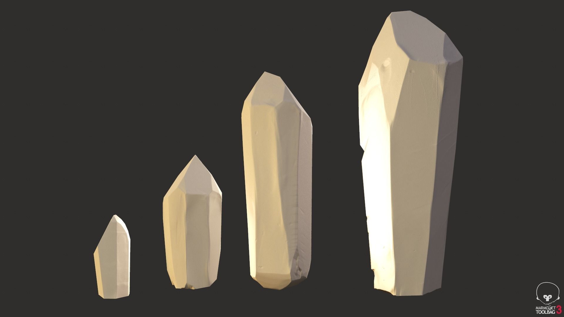 3D model Crystals with Emissive paint for emphasis in game VR / AR ...