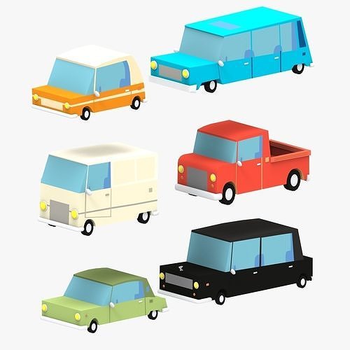 3D model Cartoon Cars pack 2 VR / AR / low-poly | CGTrader