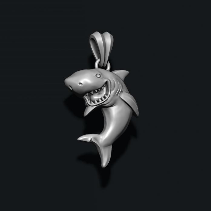 Shark pendant basrelief 3D model 3D printable | CGTrader