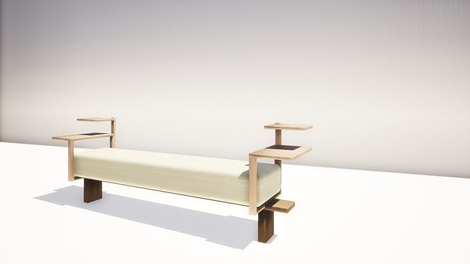 A Sofa bench with shelves free 3D model | CGTrader