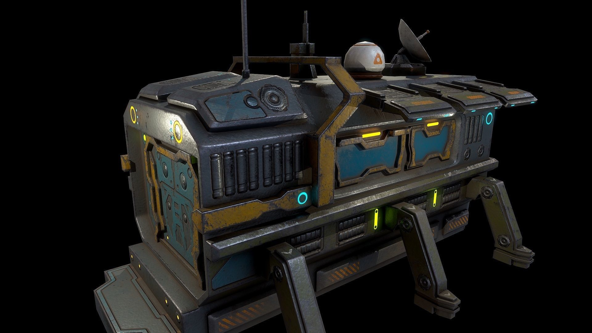 3D model Low poly sci fi living module building environment asset VR ...