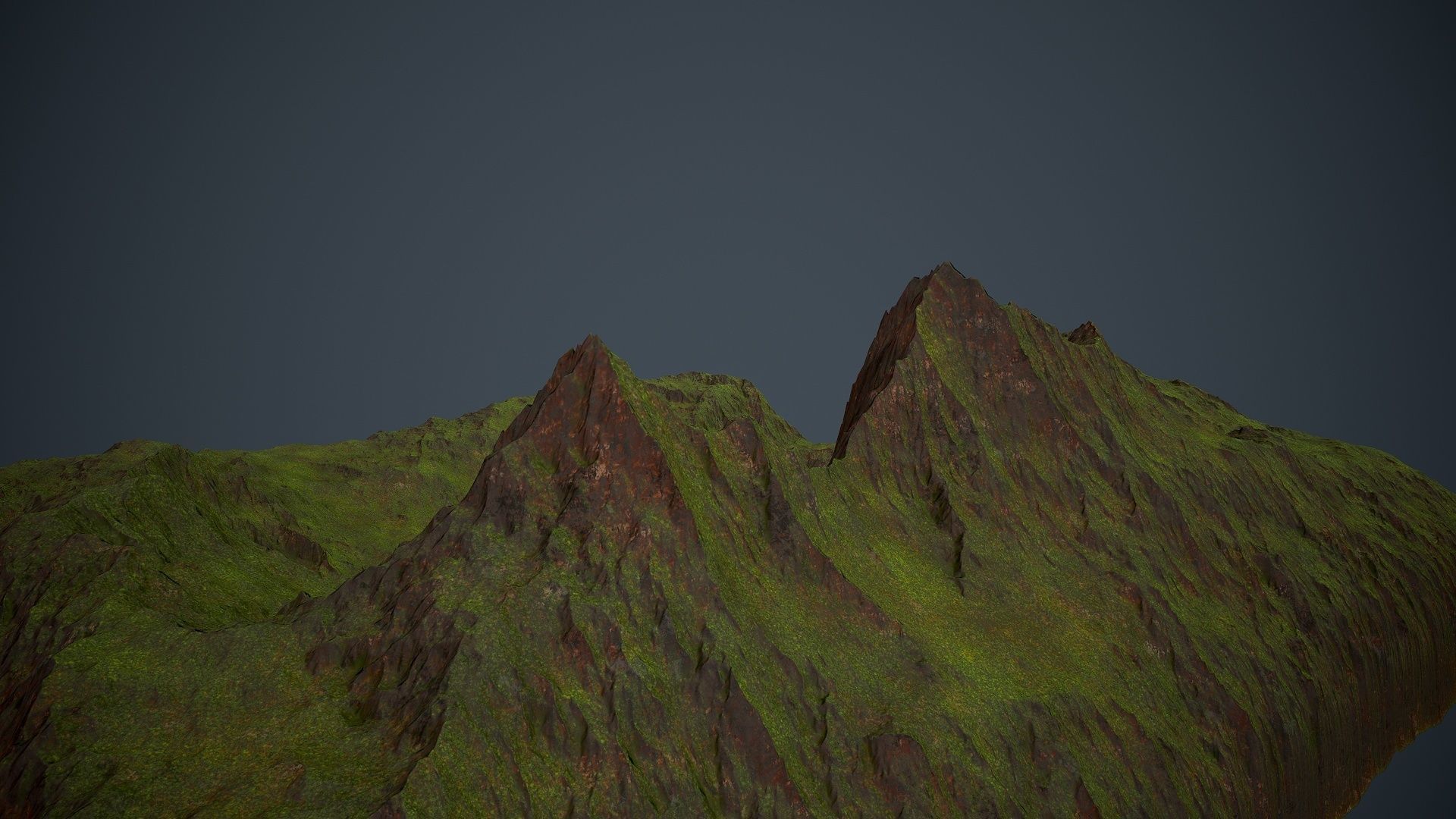 3D model Tropical landscape with mountains and valley VR / AR / low ...