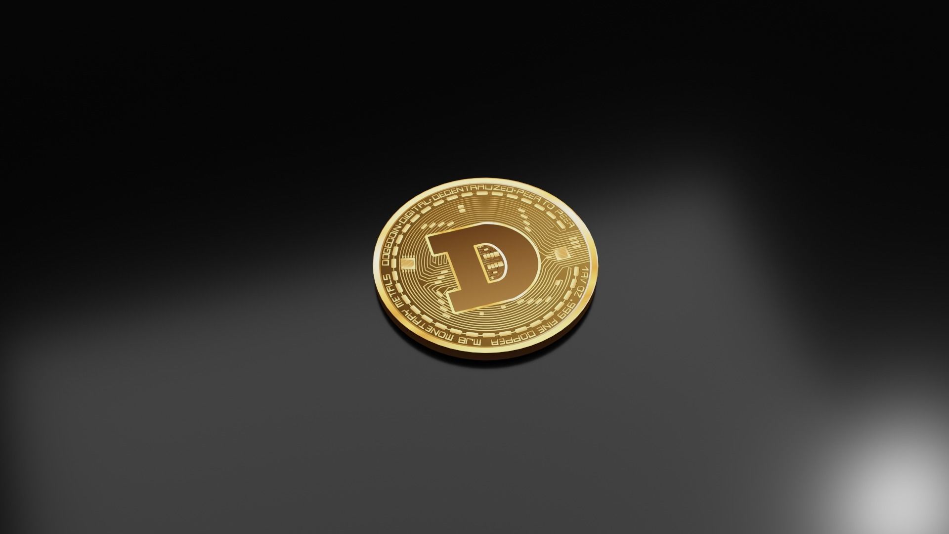 DogeCoin 3D Model Low Poly gold coin with letter d free VR / AR / low ...