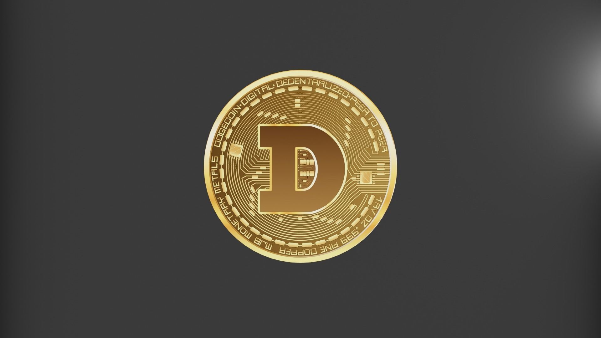 DogeCoin 3D Model Low Poly gold coin with letter d free VR / AR / low ...