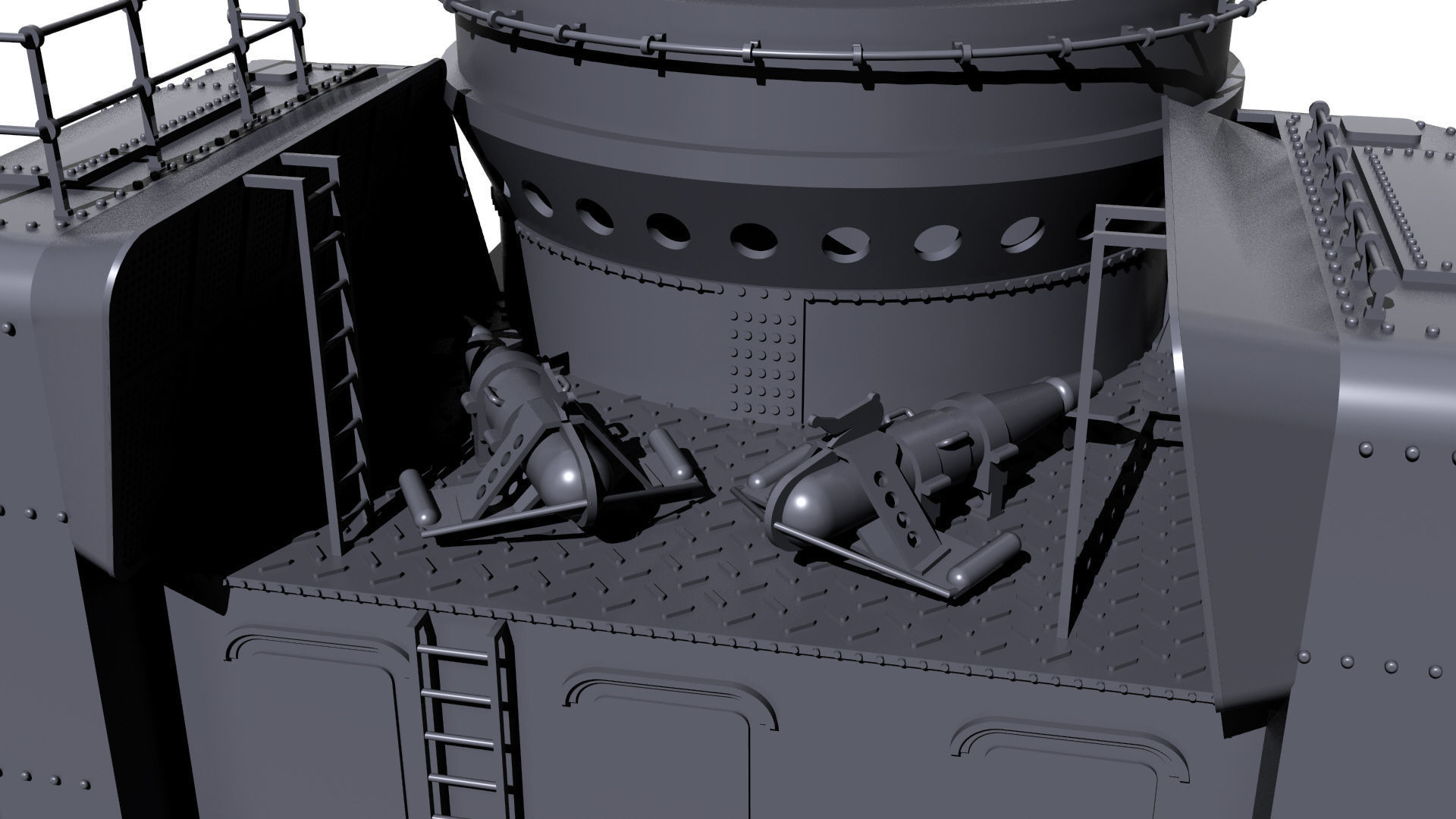 Front barbette gun turret scale 1-200 3D model 3D printable | CGTrader