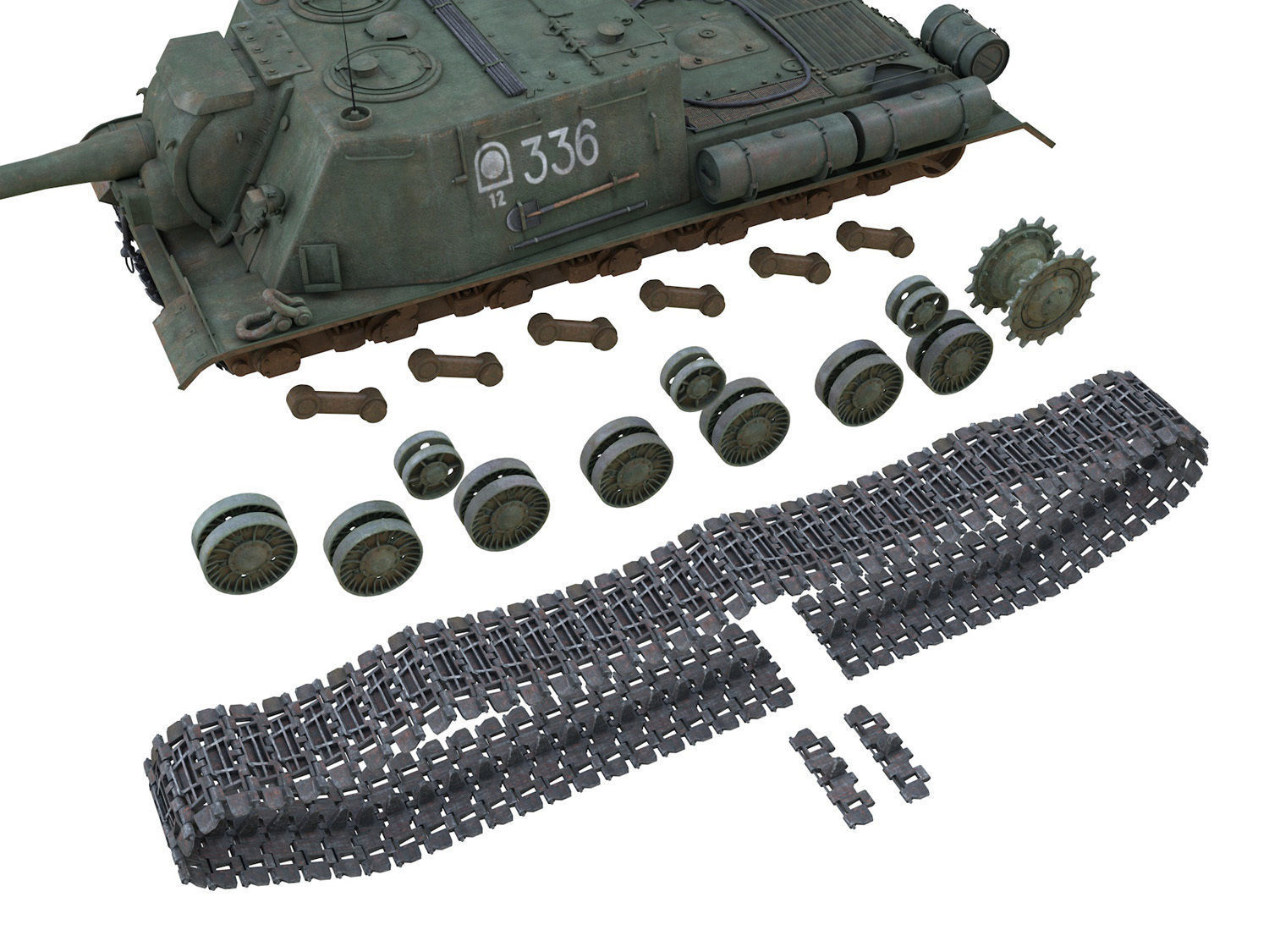 ISU-122 - 336 - Soviet heavy self-propelled gun 3D model | CGTrader