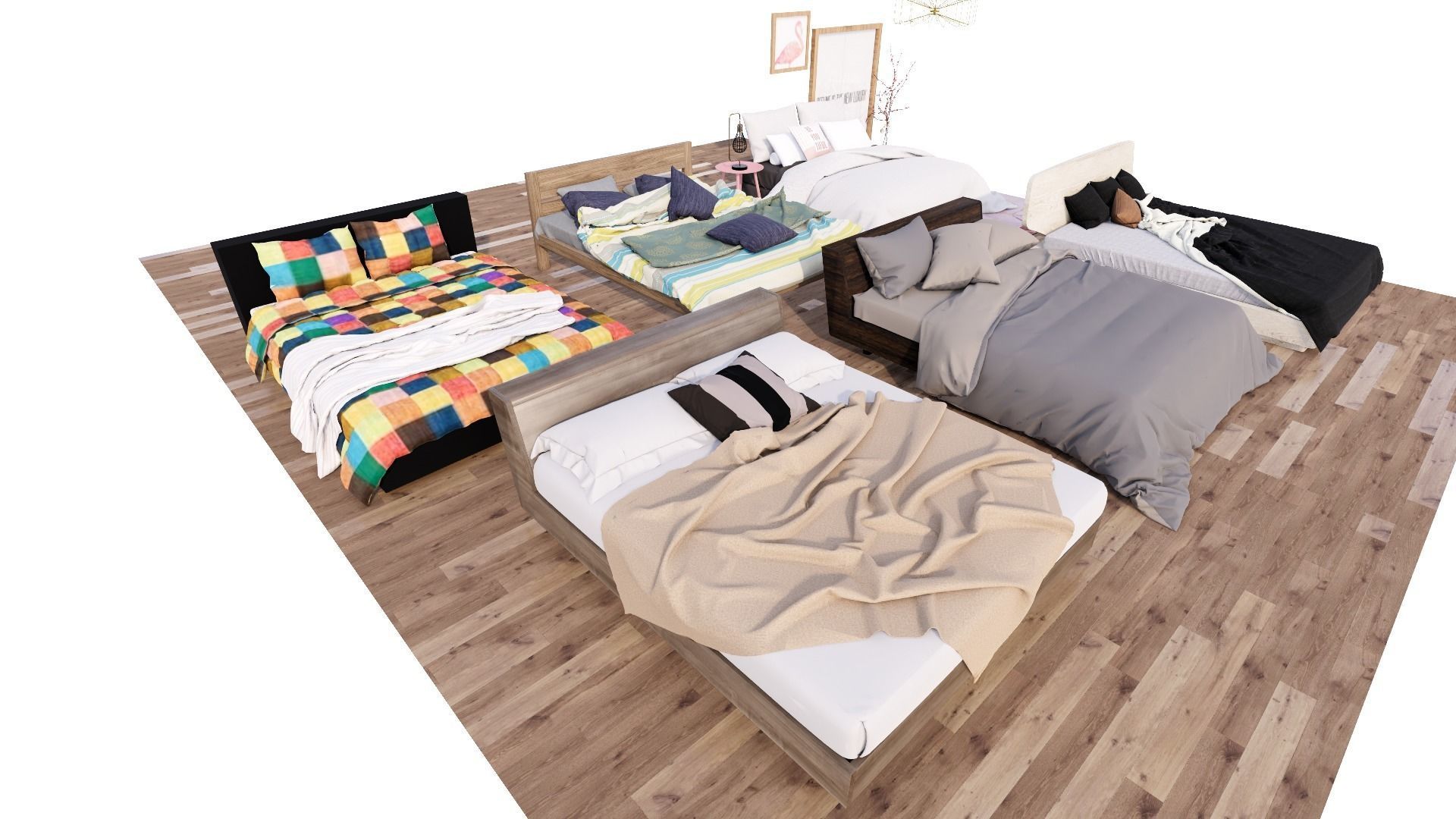 bed bedroom 6 x free VR / AR / low-poly 3D model | CGTrader